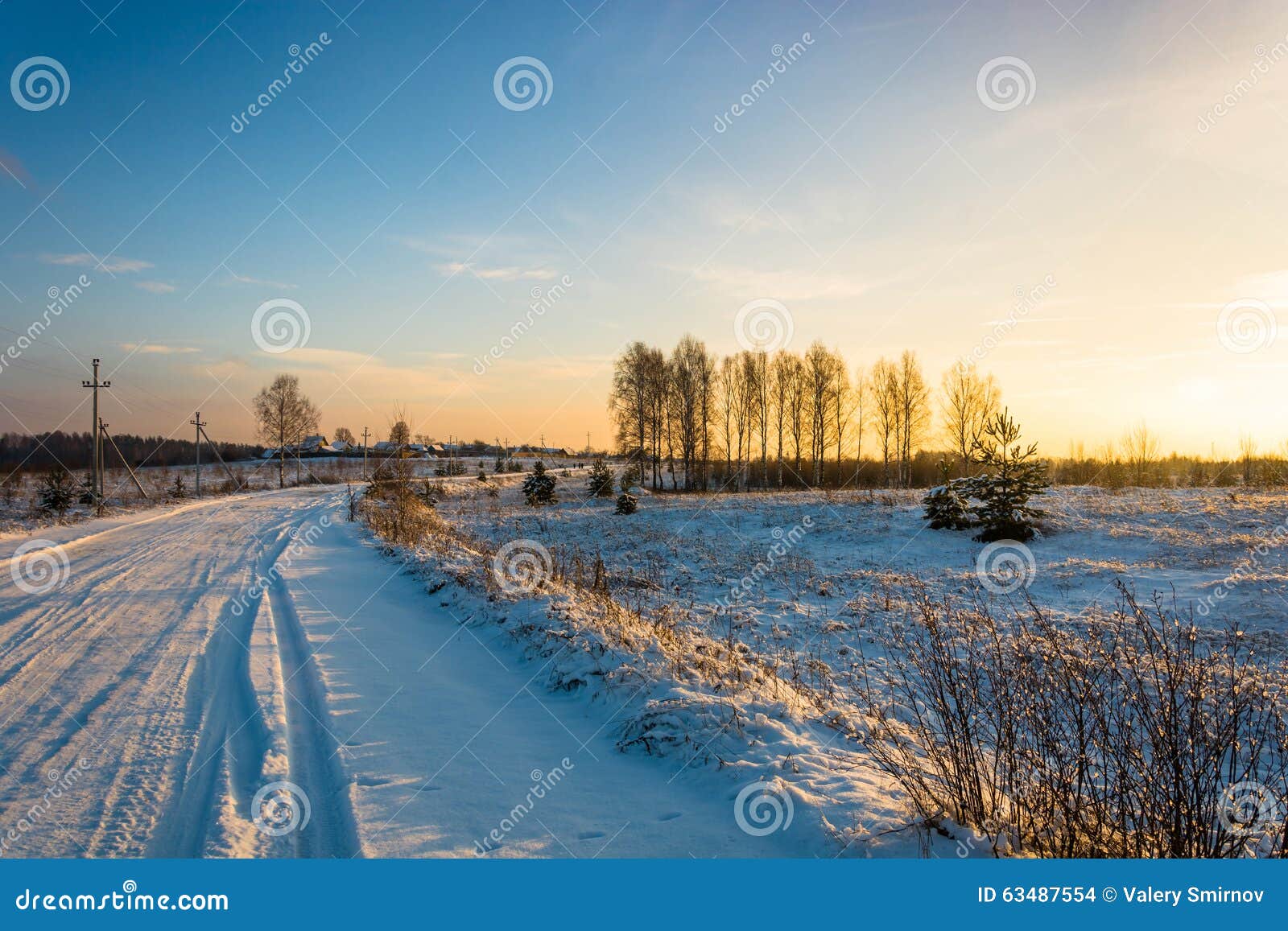 Winter rural landscape. stock photo. Image of house, season - 63487554