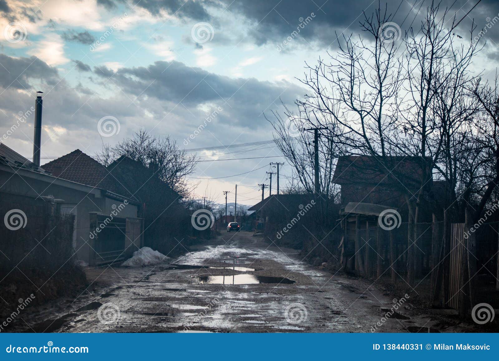 Winter Rural Scene at Sunset with Bits of Snow Stock Image - Image of ...