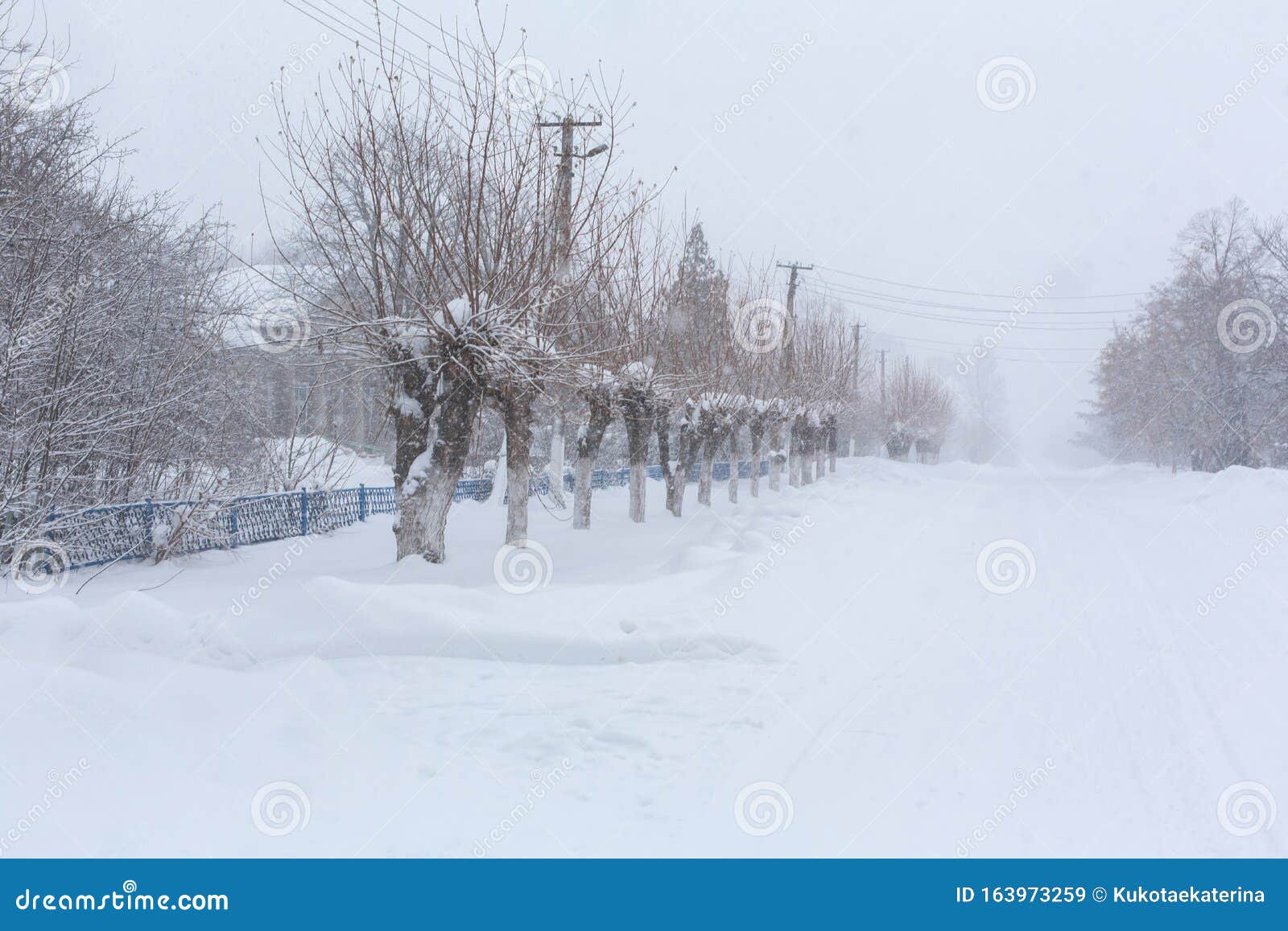 Winter, Rural Streets are Covered with Snow. Snow Blizzard Stock Image ...