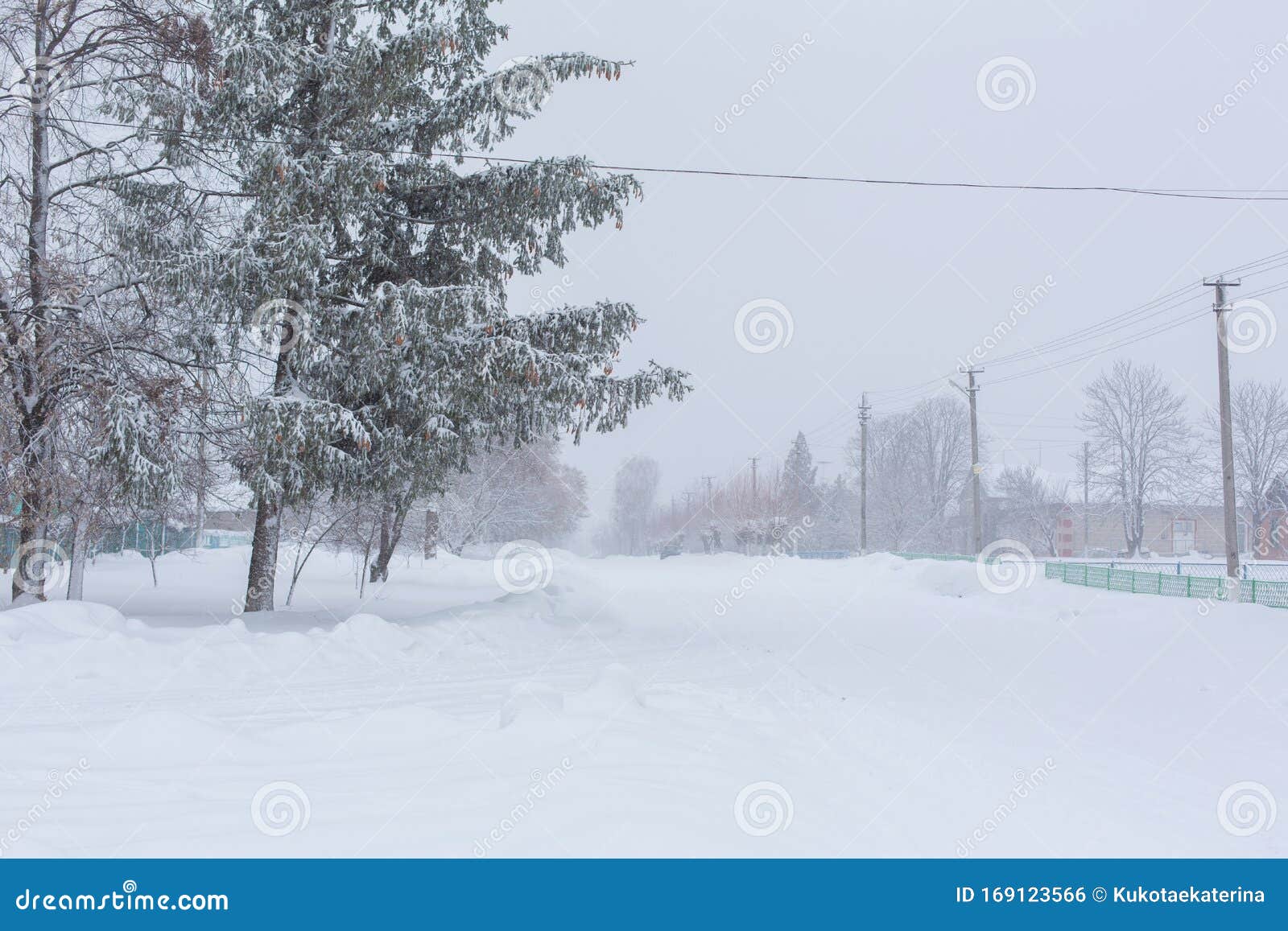 Winter, Rural Streets are Covered with Snow. Snow Blizzard Stock Photo ...