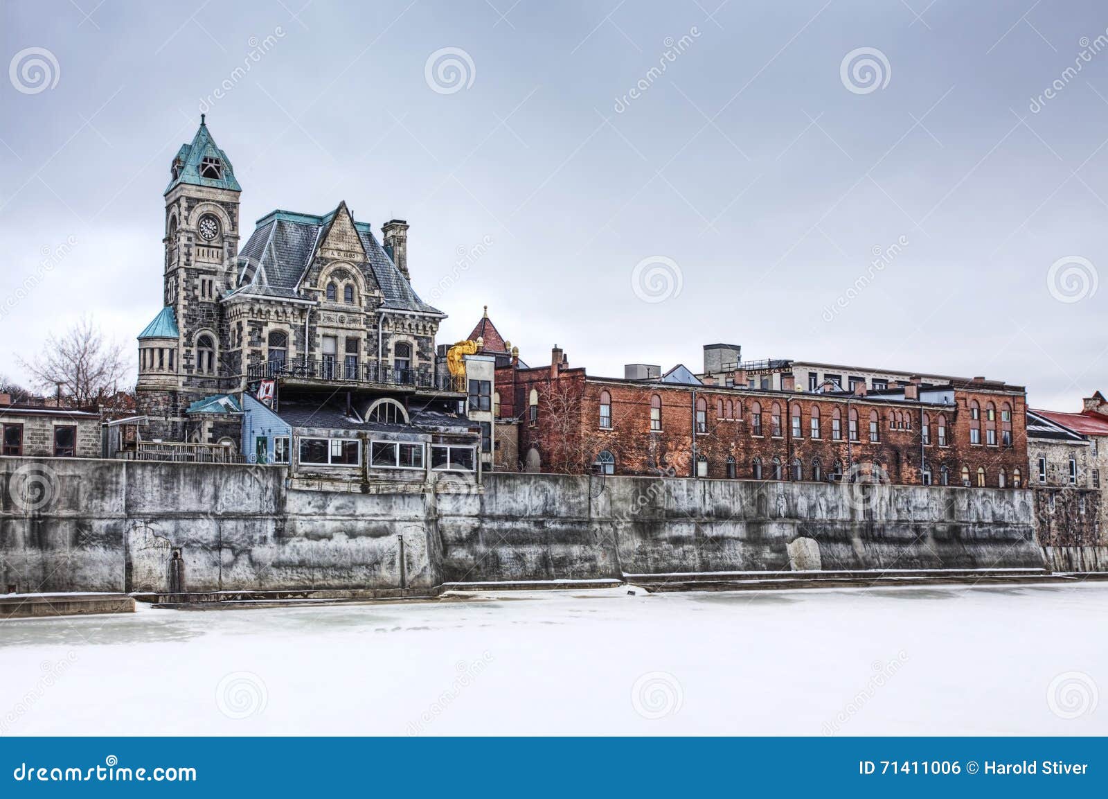 Winter Scene Along Grand River, Cambridge, Ontario, Canada Stock Photo ...
