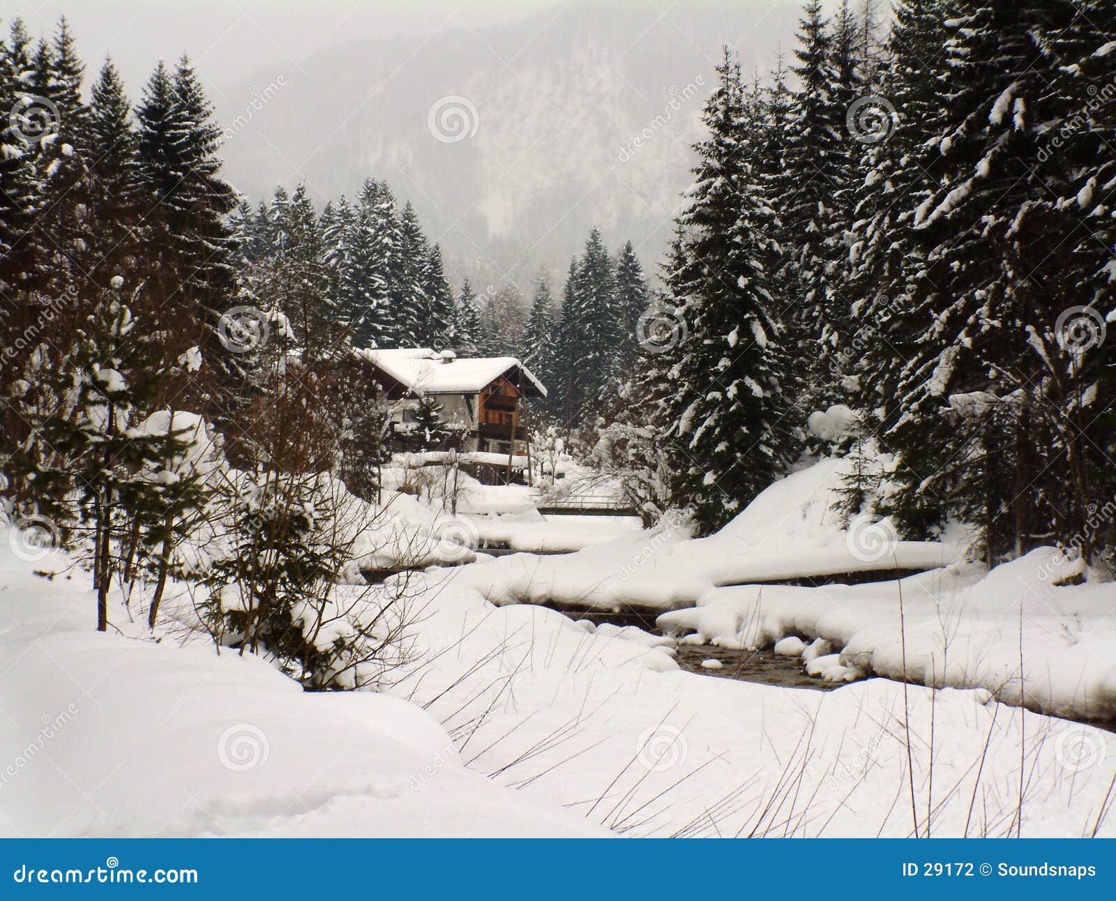 Winter scene in Austria stock photo. Image of trees, hotel - 29172