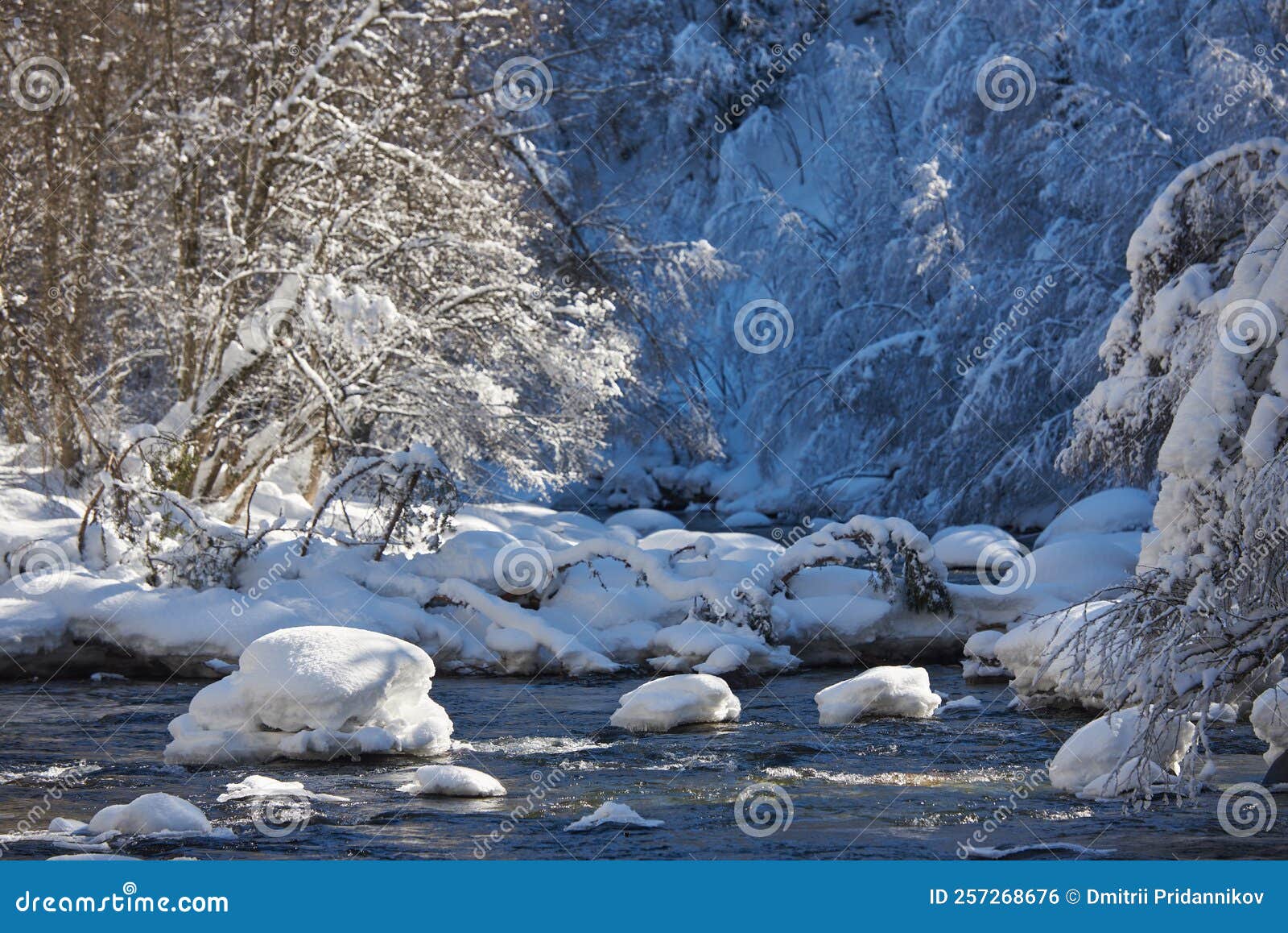 Winter Scene of Cold Mountain River Stock Photo - Image of clear ...