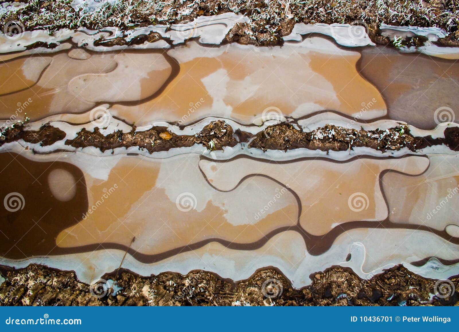 Winter Scene of a Frozen Mud Pool on a Sand Road Stock Image - Image of ...