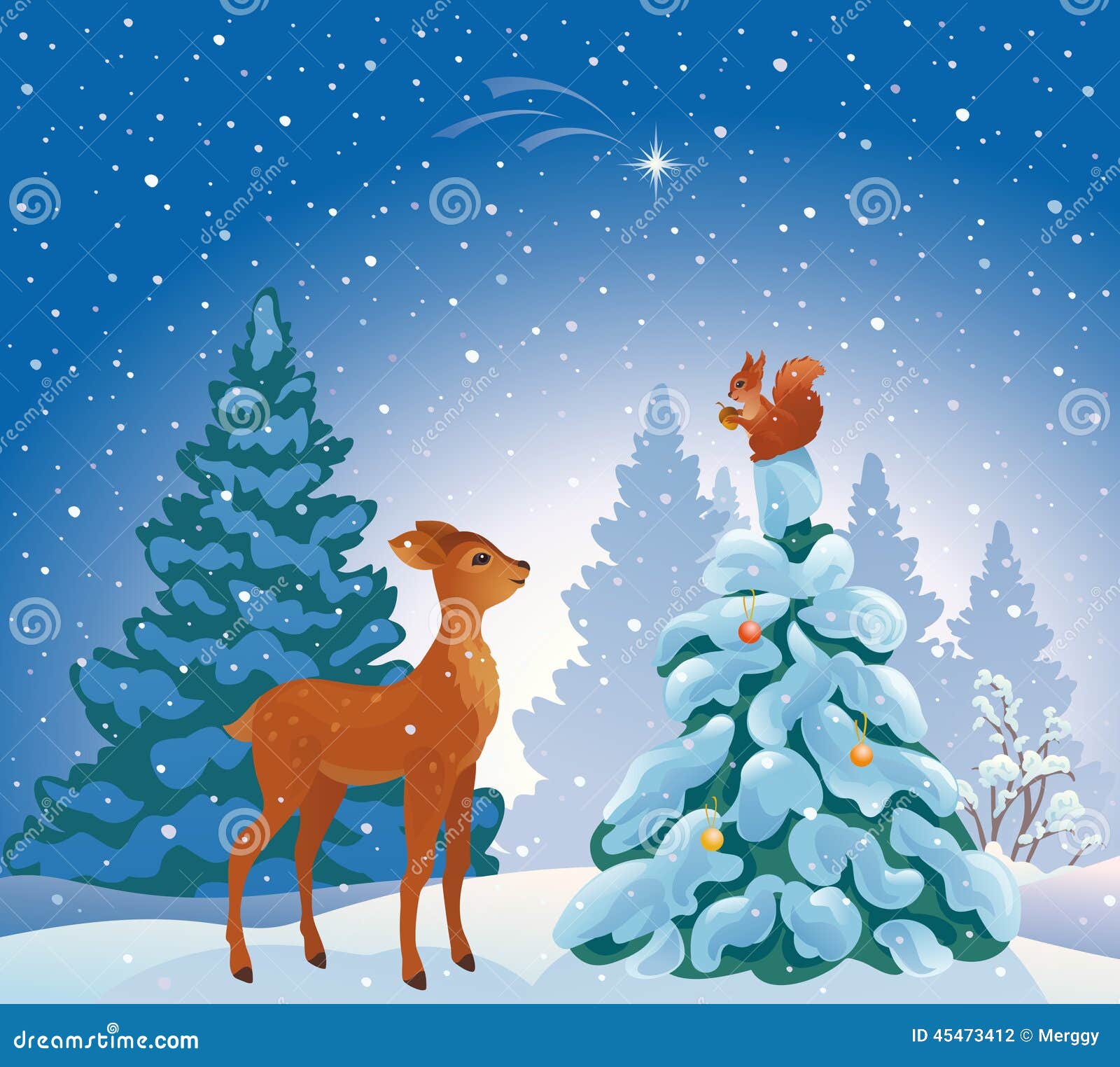 Winter scene stock vector. Illustration of card, holiday - 45473412