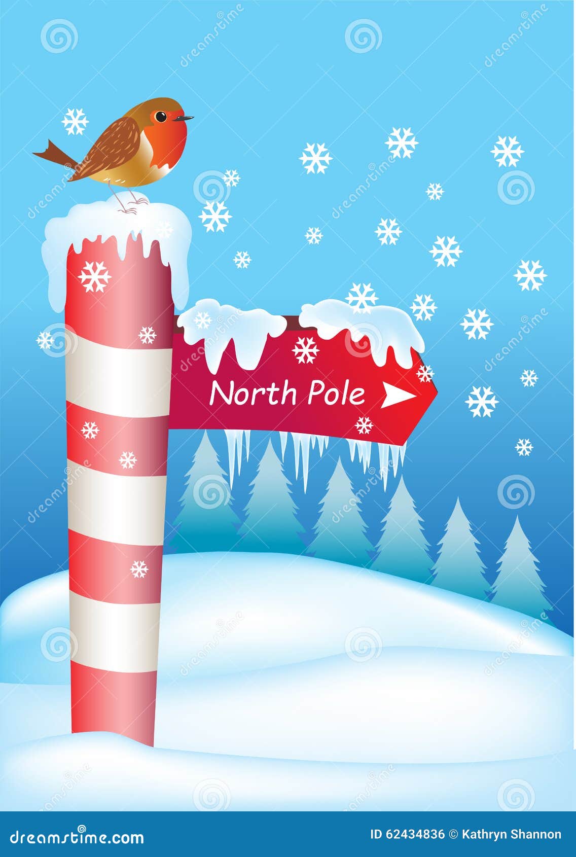 Winter scene with robin stock vector. Illustration of trees - 62434836