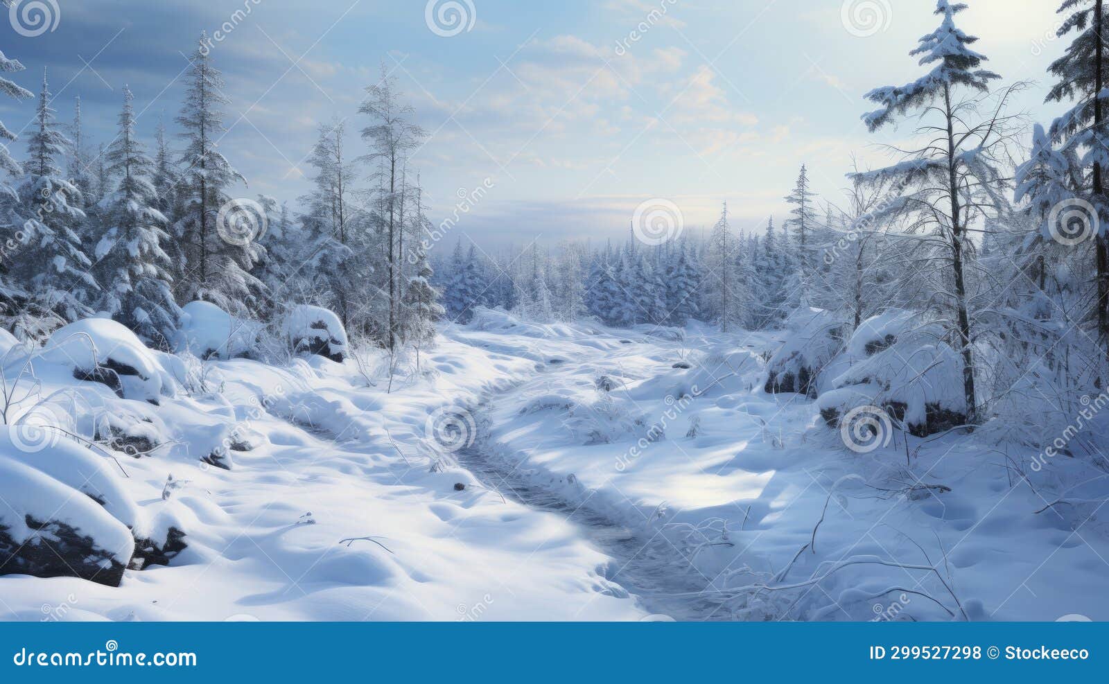 Enchanting Snowy Forest: Hyper-detailed Renderings of Trees and Stream ...