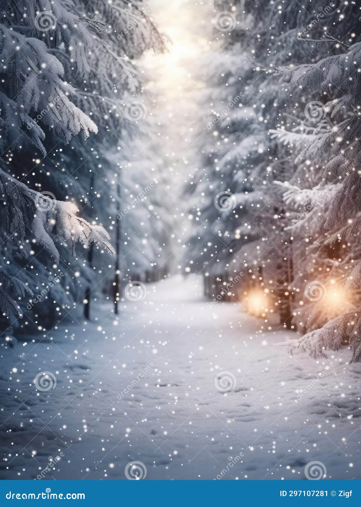 Winter Scene with Snow Falling on a Path Stock Illustration ...