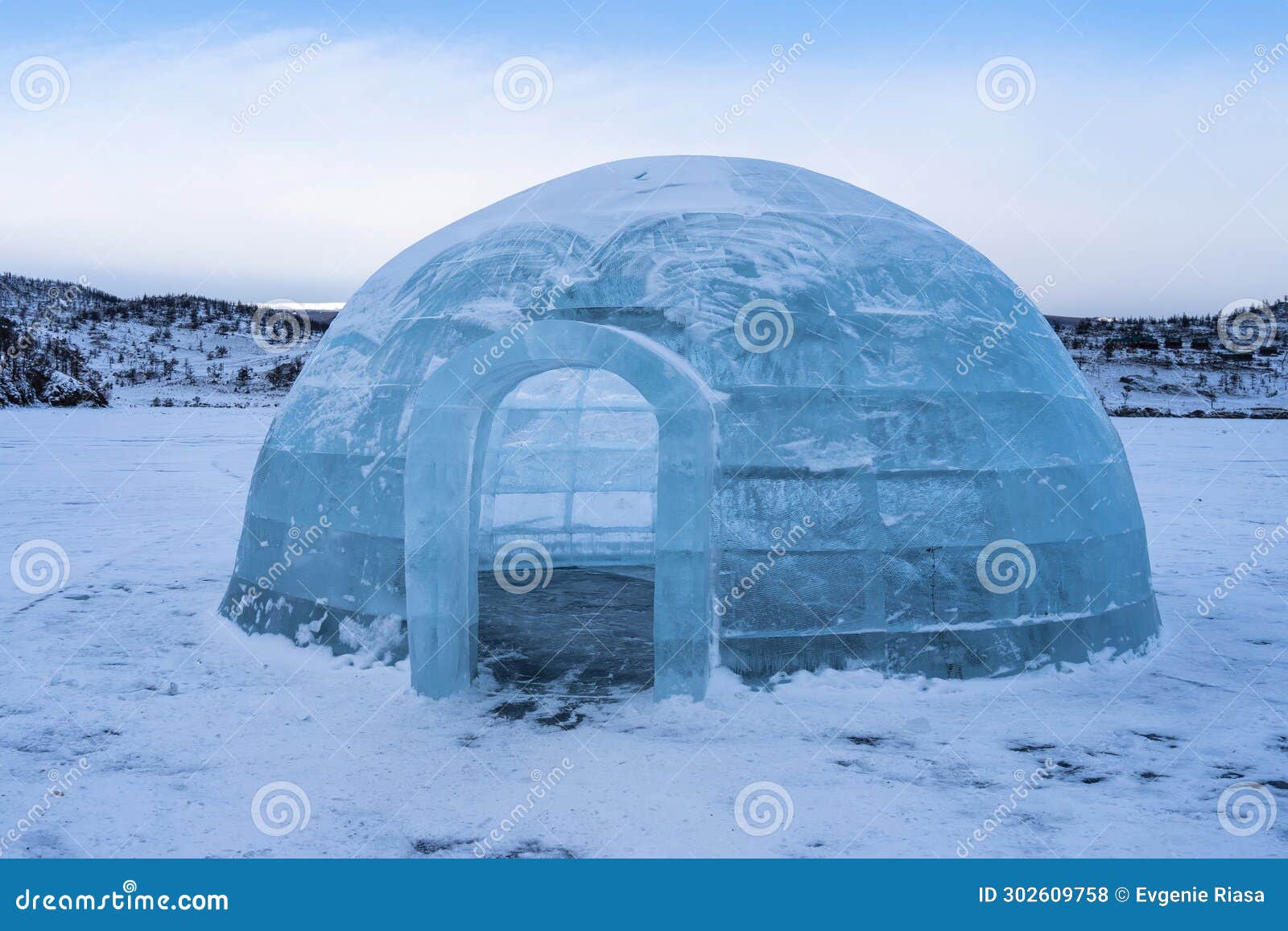 A Winter Scene with a Snow Igloo. a Real Igloo Snow House. Igloo ...