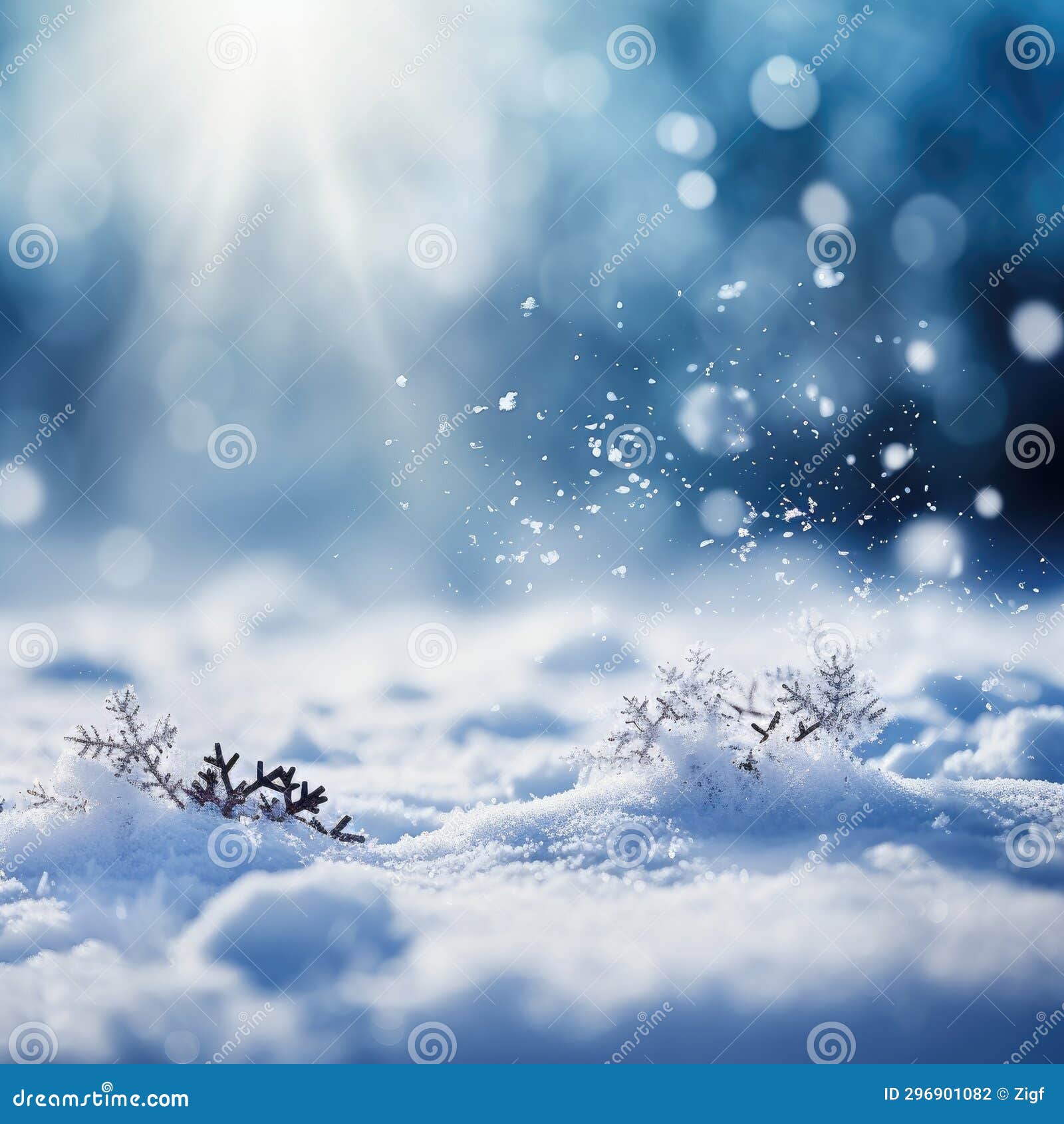 Winter Scene with Snow and Sun Rays Stock Illustration - Illustration ...