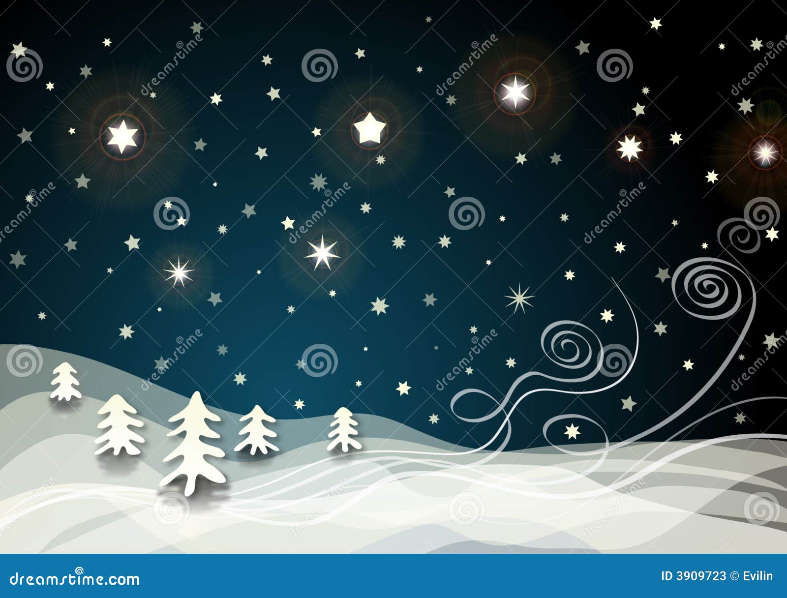 Winter Scenery stock vector. Illustration of bright, season - 3909723