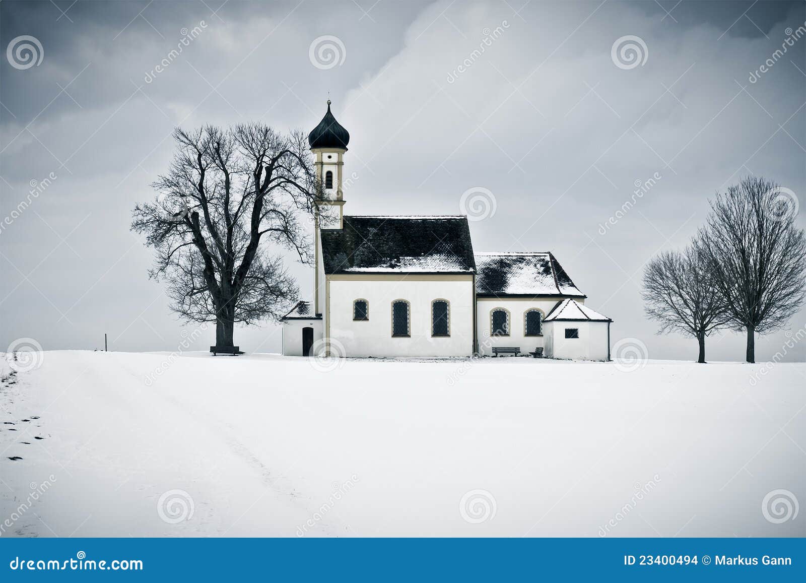 Winter scenery church stock photo. Image of outside, black - 23400494