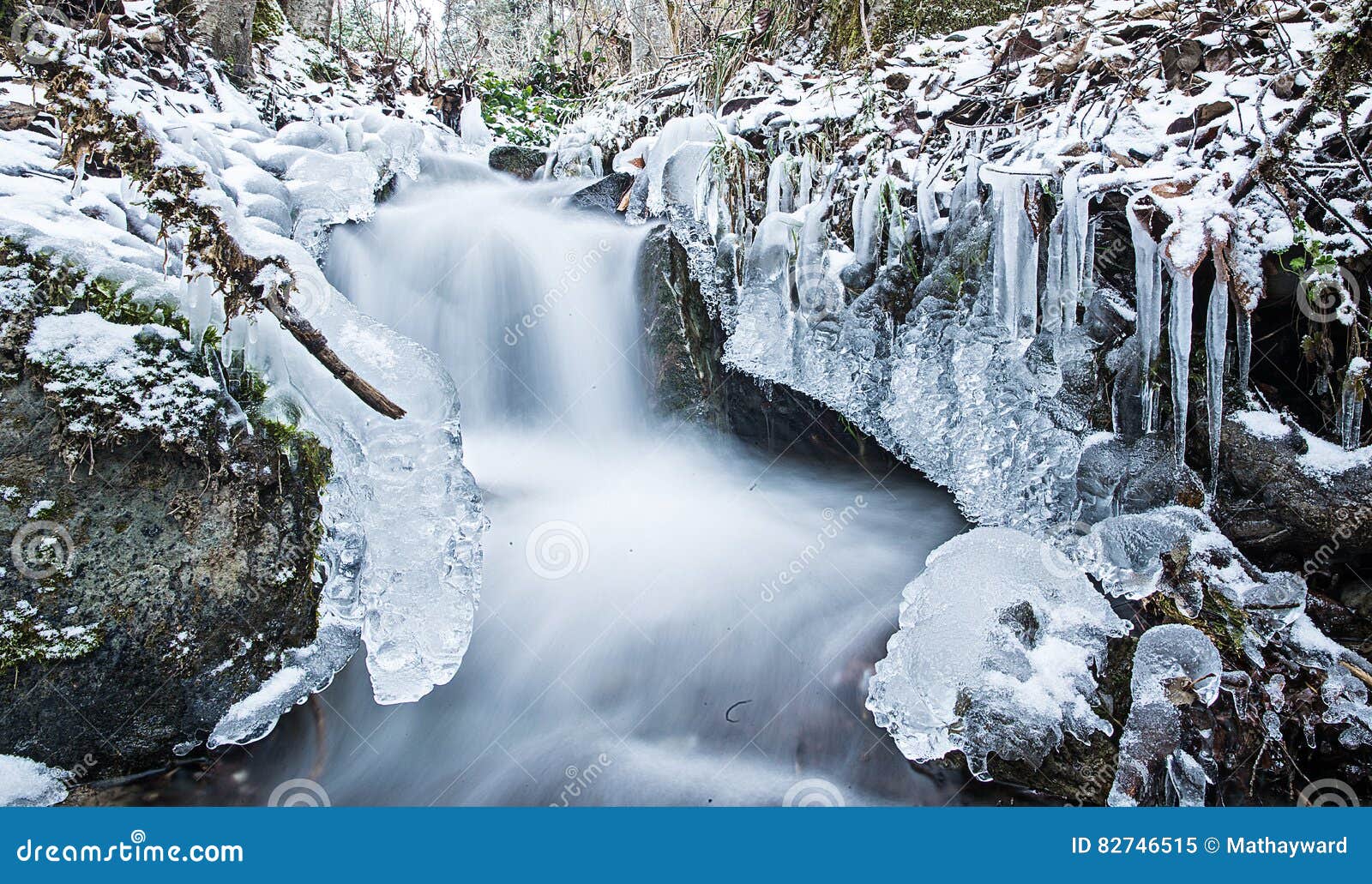 Winter Scenery Featuring a Running Creek of Water Stock Image - Image ...