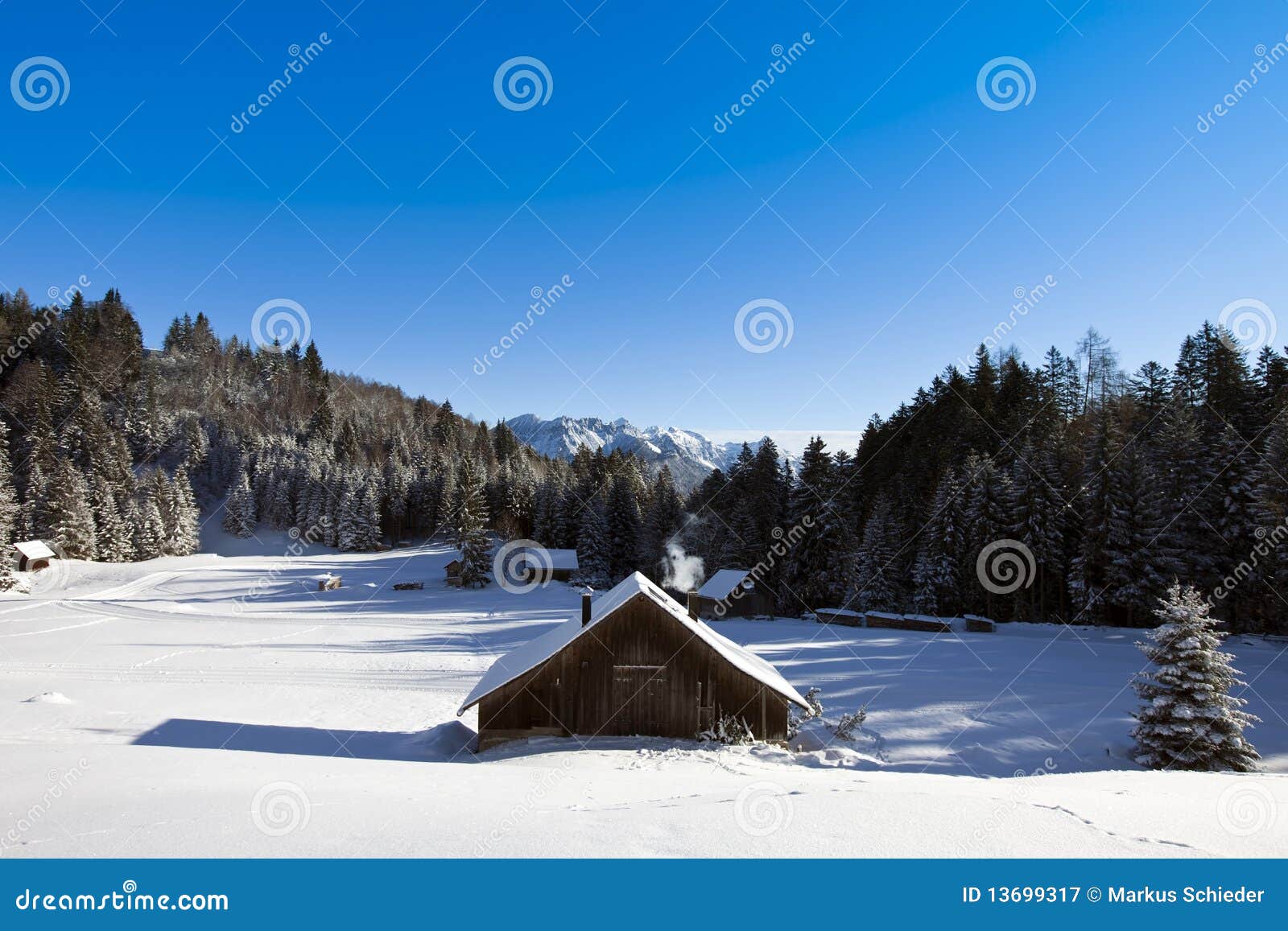 Winter Scenery with Log Cabin Stock Image - Image of climate, nordic ...