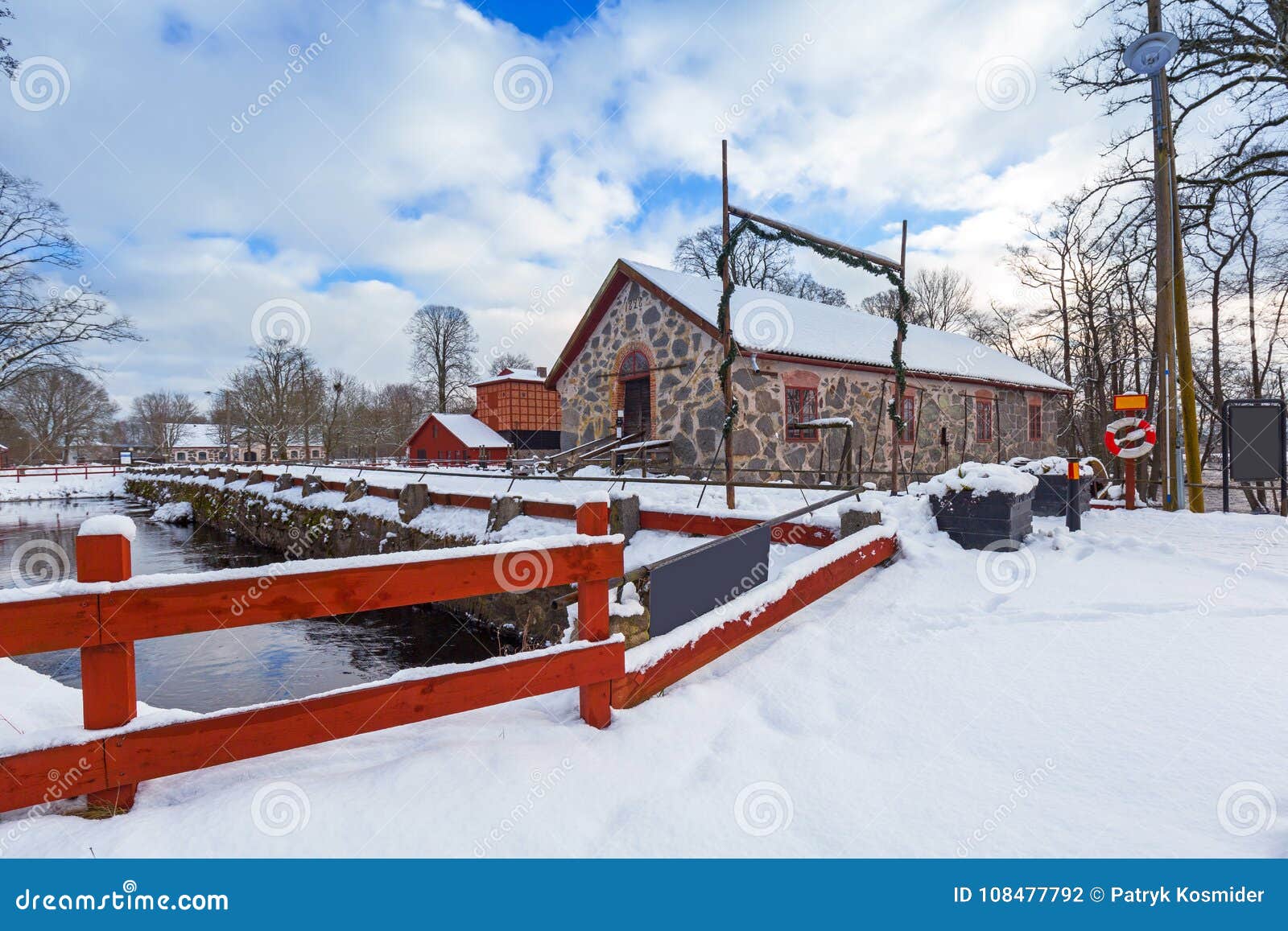 Winter Scenery with River Mill Stock Photo - Image of beautiful, travel ...