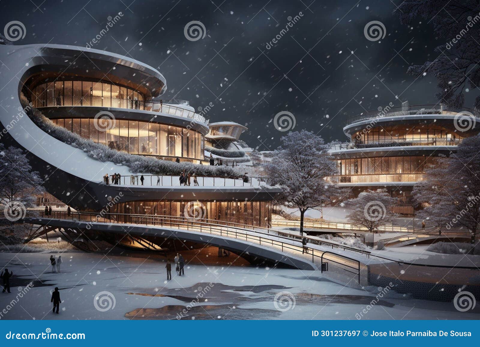 Winter Scenes in Architectural Photography Stock Illustration ...