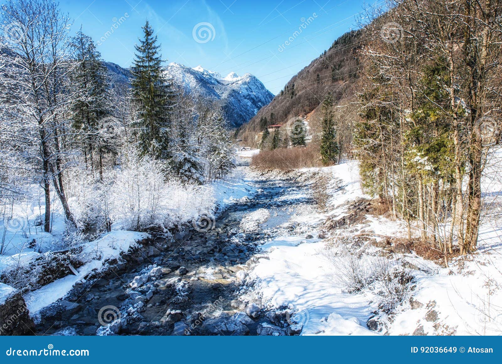 Winter Scenes River in Austria Stock Image - Image of area, scene: 92036649