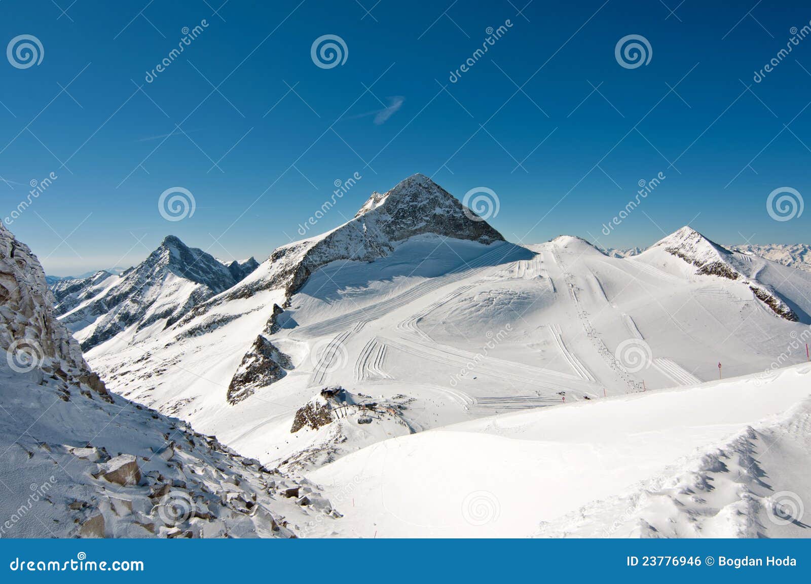 Winter Scenic Landscape with Ski Slope Stock Photo - Image of glacier ...