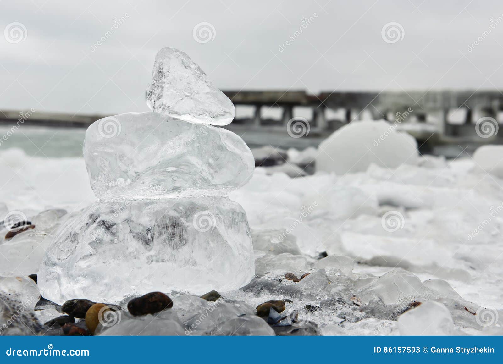 Winter Sea-shore with Chunks of Ice. Stock Image - Image of state, floe ...
