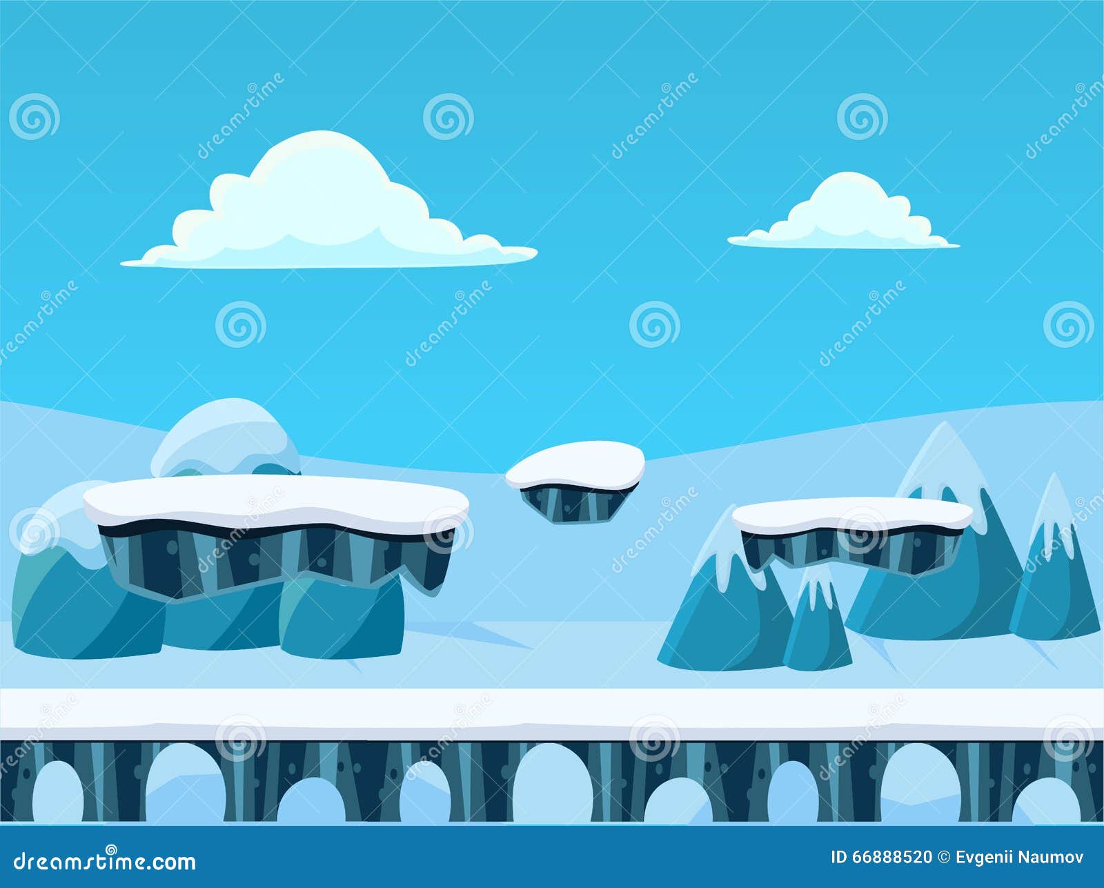 Winter Seamless Background with Bridge for Platform Games. Stock Vector ...