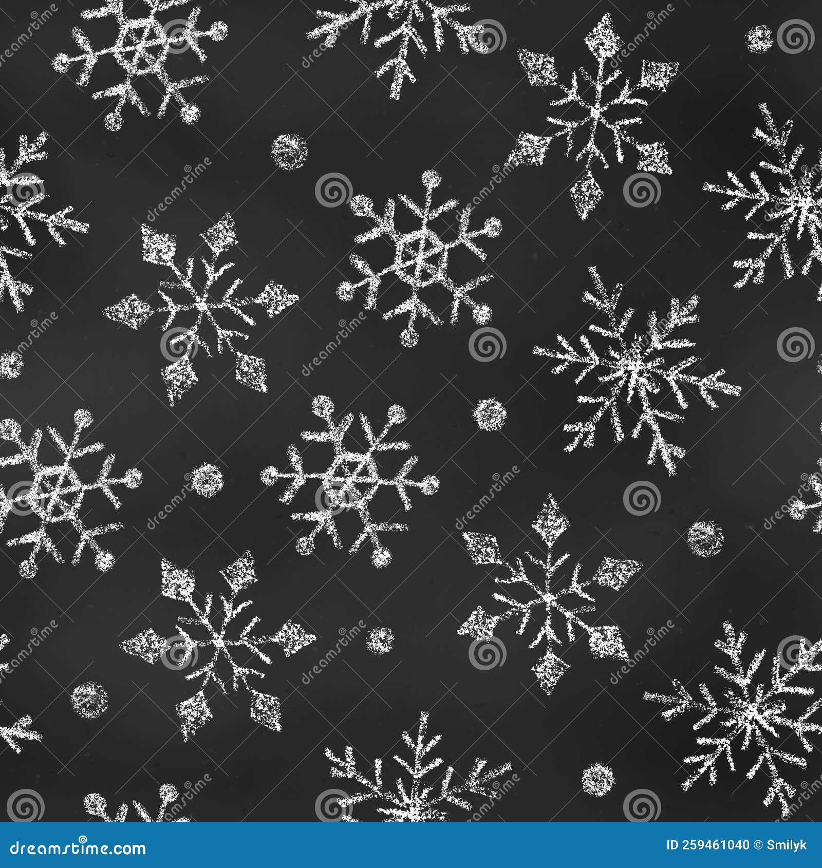 Winter Seamless Pattern of Chalk Drawn Sketches White Snowflakes on ...
