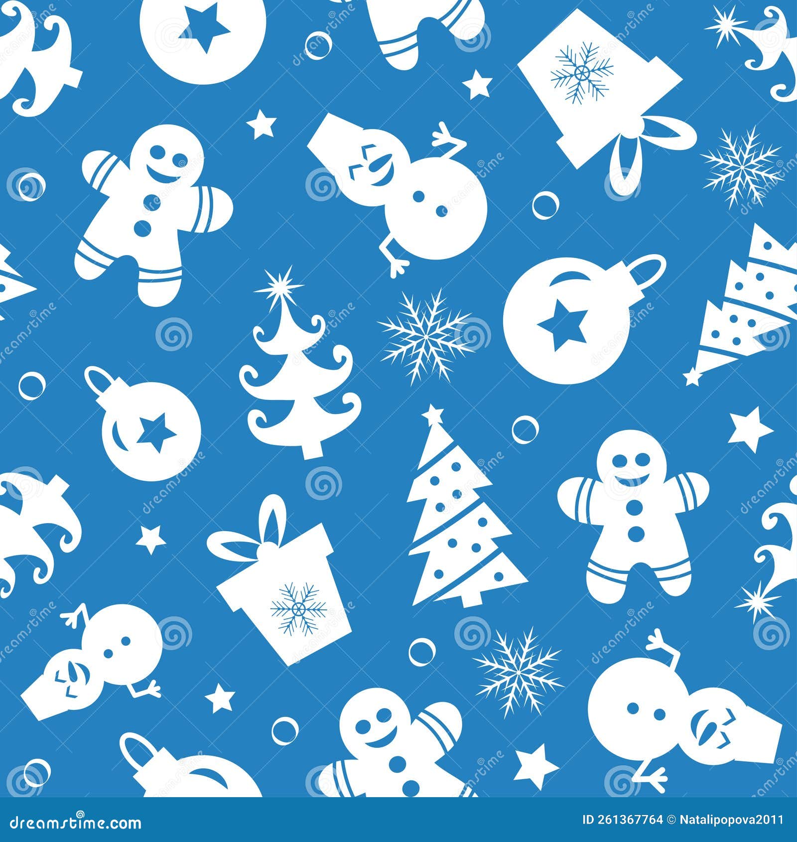 Winter Seamless Pattern with Christmas Decorations. Vector Illustration ...
