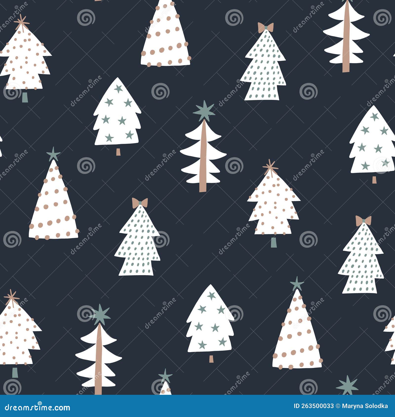 Winter Seamless Pattern with Christmas Tree. Holiday Festive Creative ...