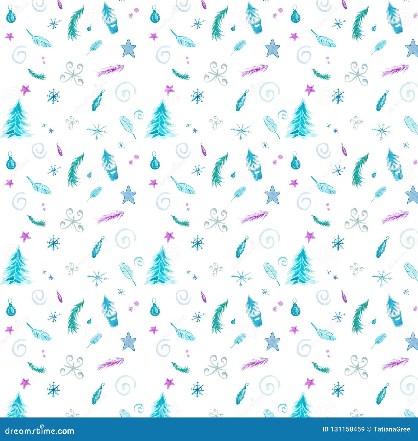 Winter Seamless Pattern in Cold Colors Stock Illustration ...