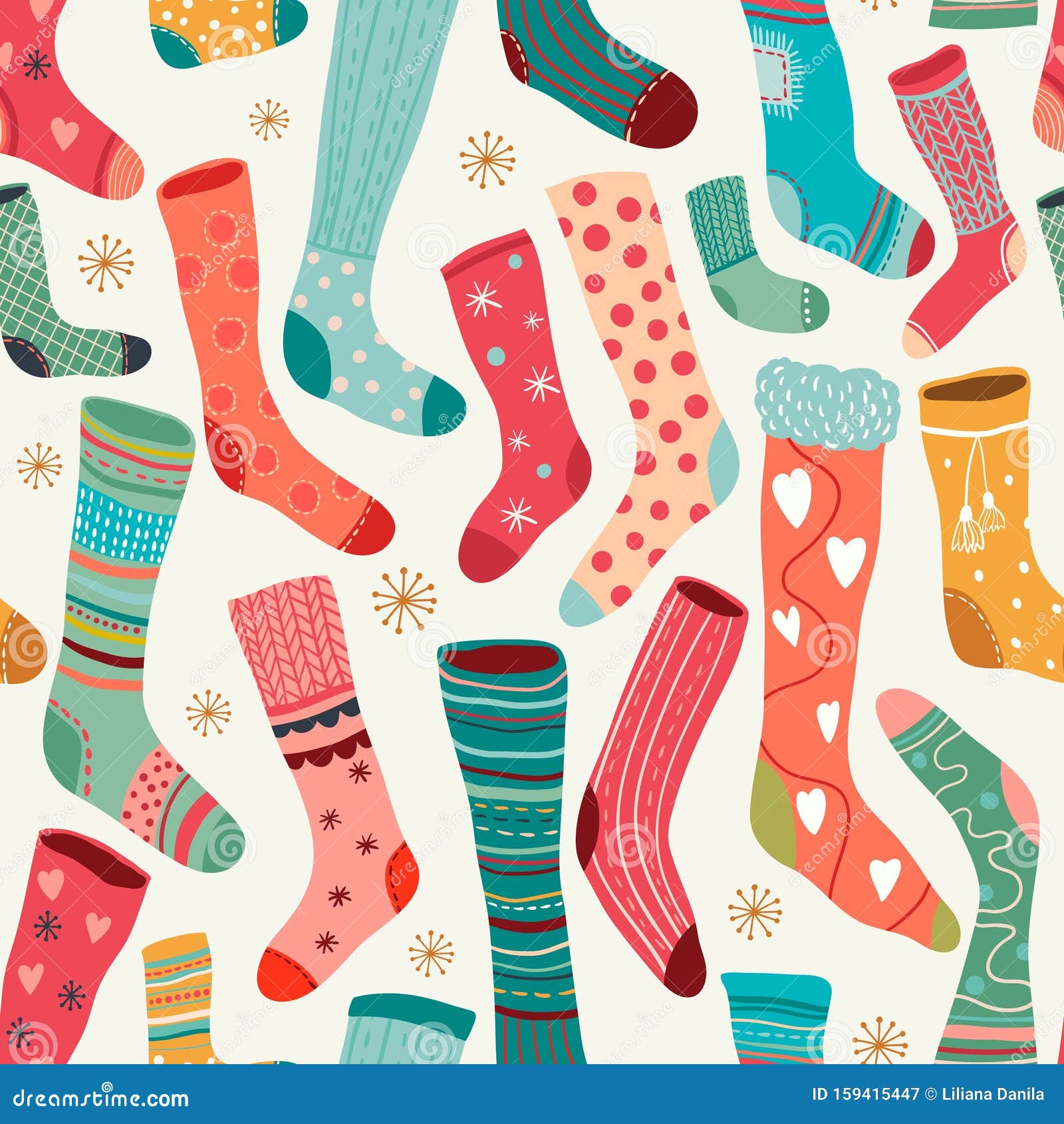Winter Seamless Pattern with Colorful Socks Stock Vector - Illustration ...