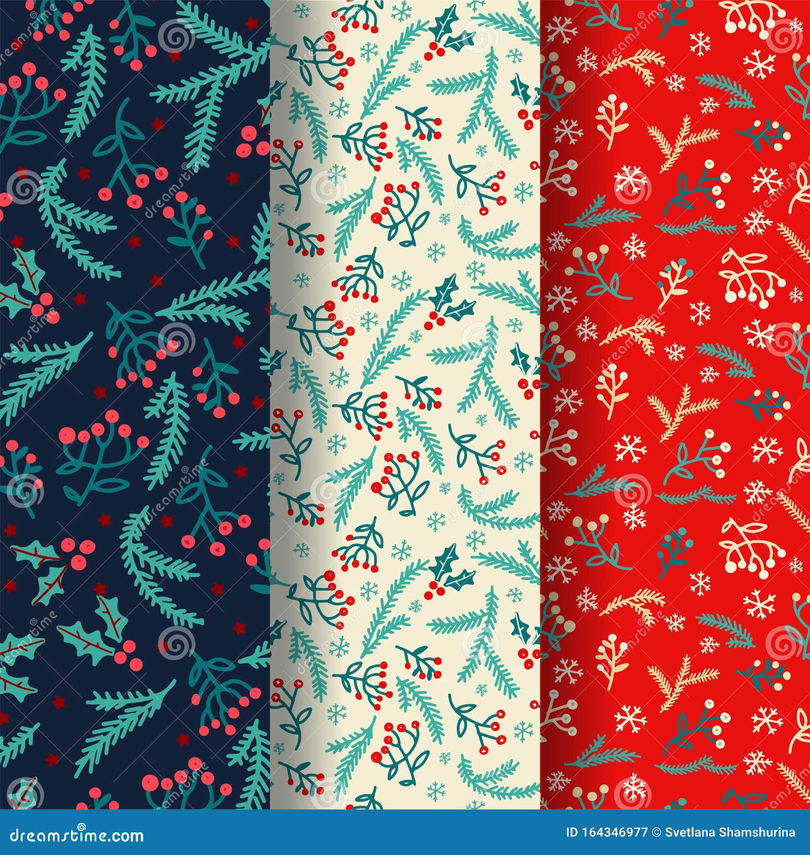 Winter Seamless Pattern Set with Decorative Winter Elements. Vector ...