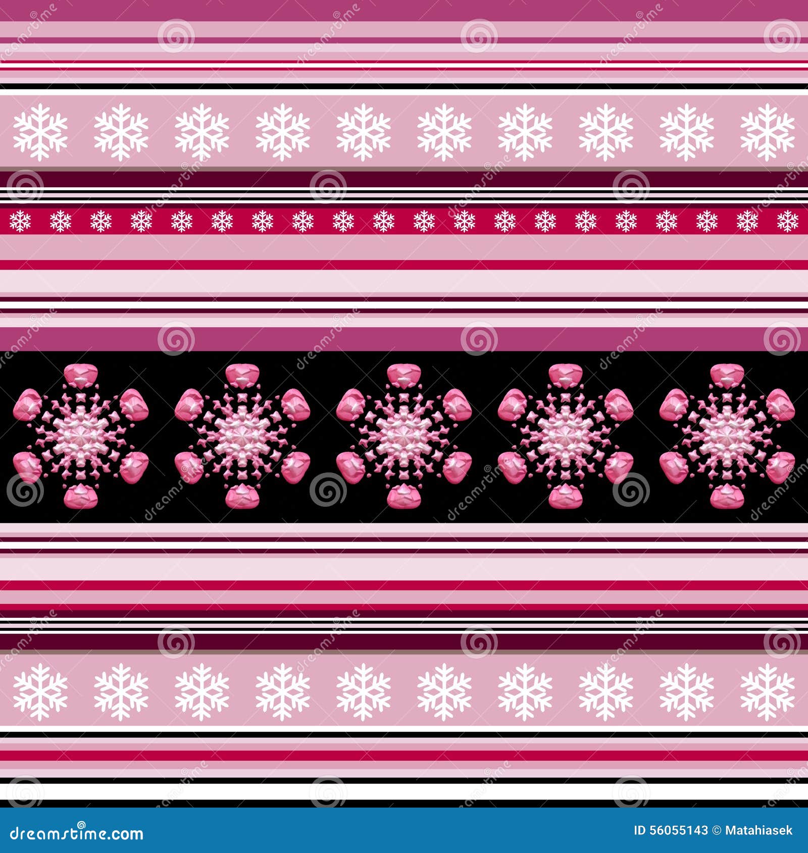 Winter Seamless Pattern - Striped with Snowflake Motif in Blue Stock ...