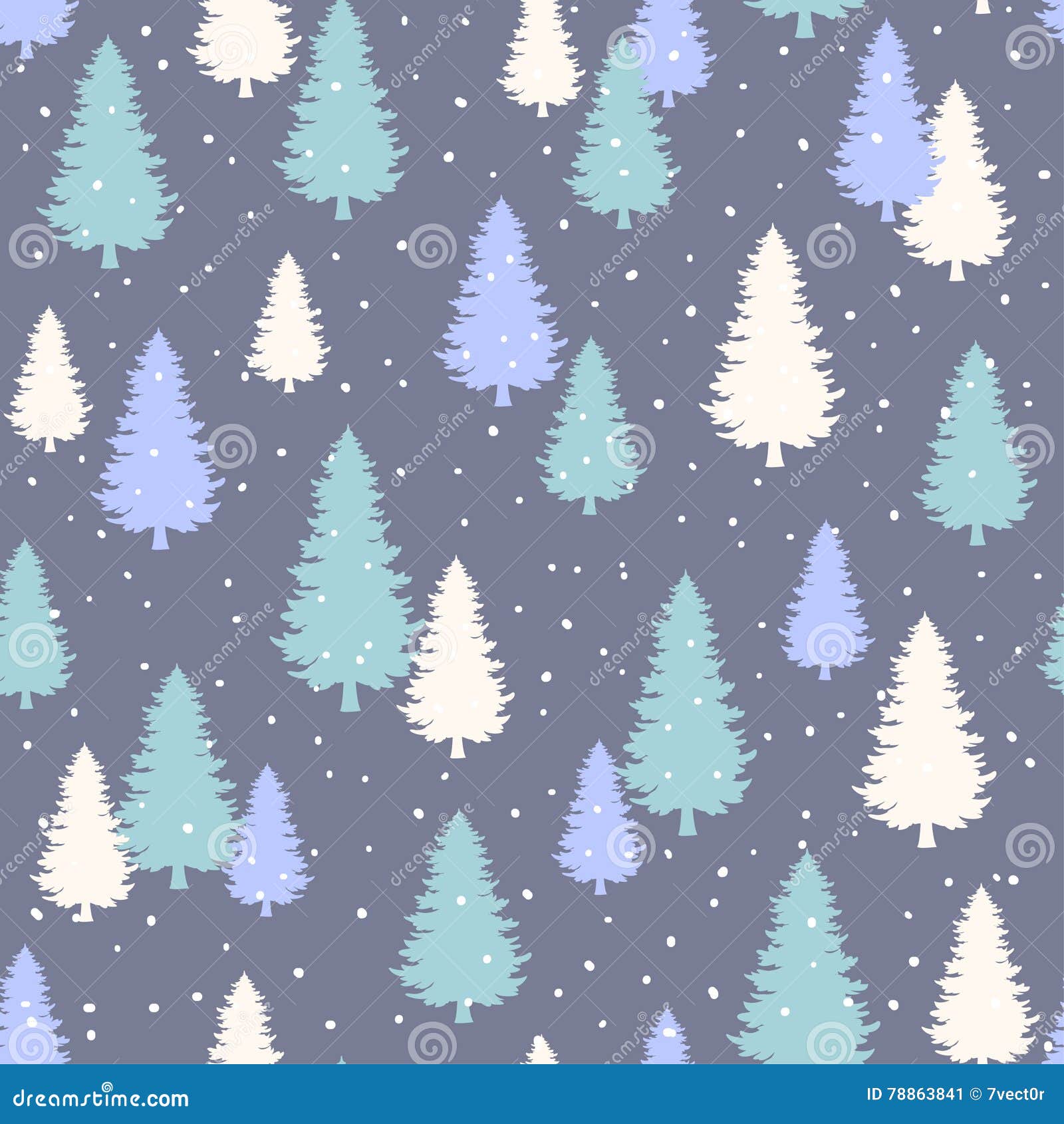 Winter Seamless Pattern with Stylized Evergreen Pine Trees Stock Vector ...