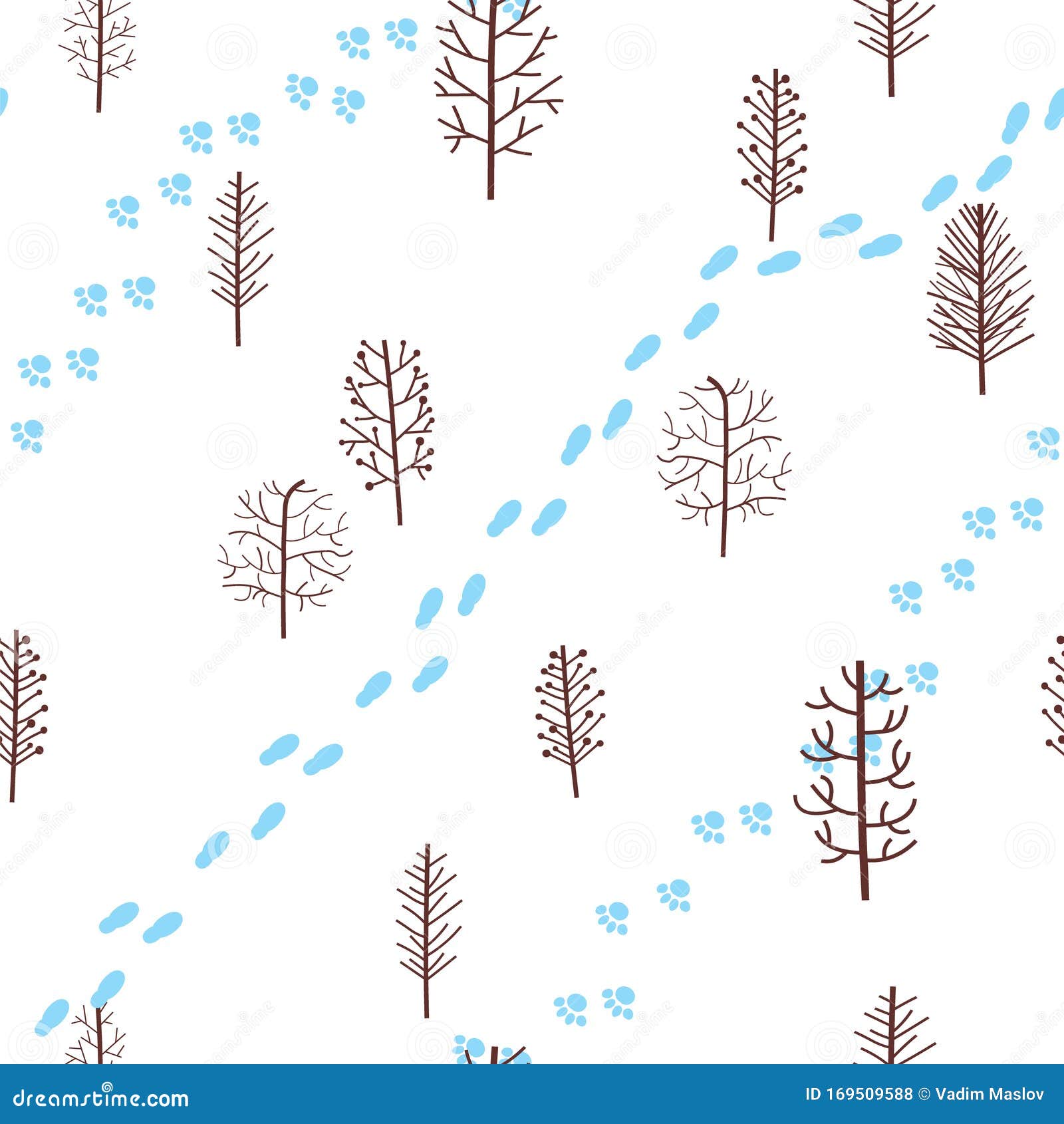 Winter Seamless Pattern with Trees. Stock Vector - Illustration of ...