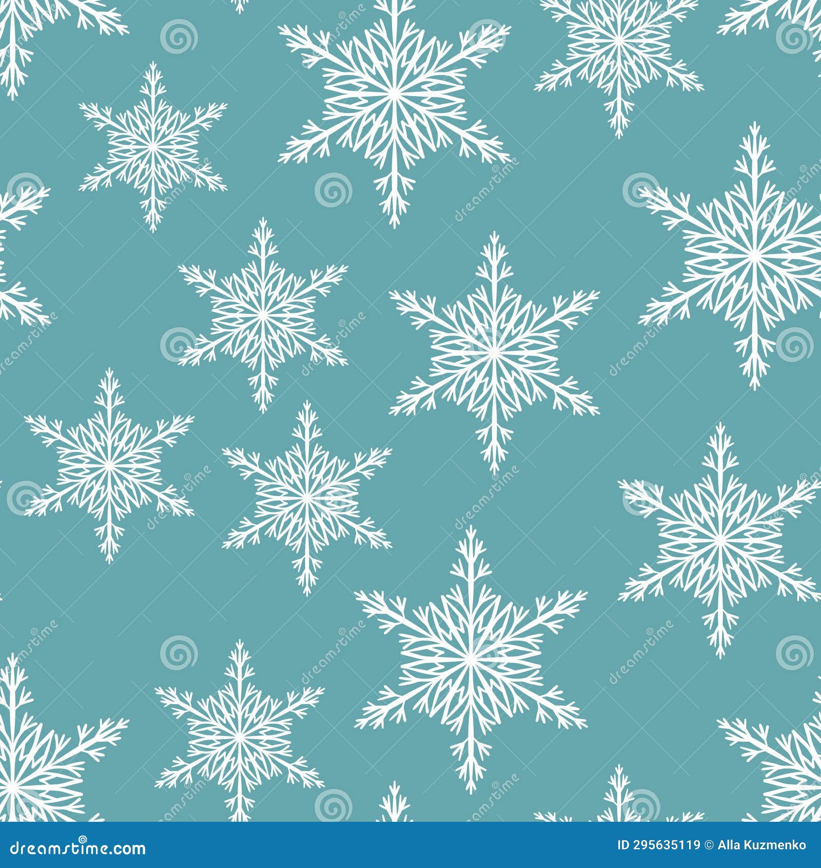 Winter Seamless Pattern with White Snowflakes on Blue Background ...