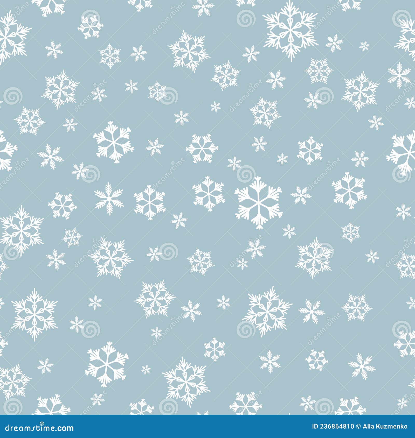 Winter Seamless Pattern with White Snowflakes on Grey Background ...