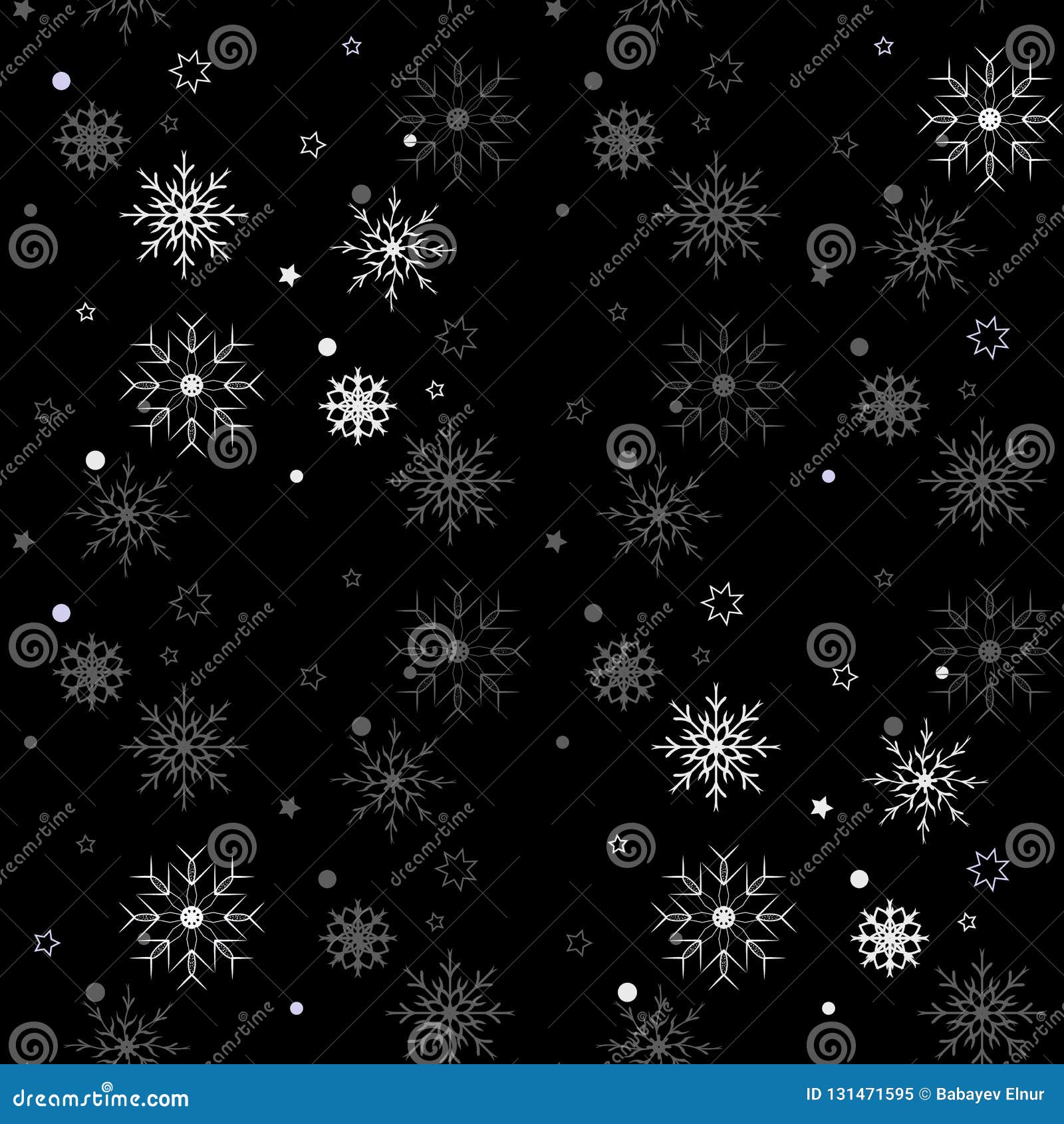 Winter Seamless Snowflake Pattern on Black Background. Vector EPS10 ... Winter Seamless Snowflake Pattern on Black Background. Vector EPS10 ...