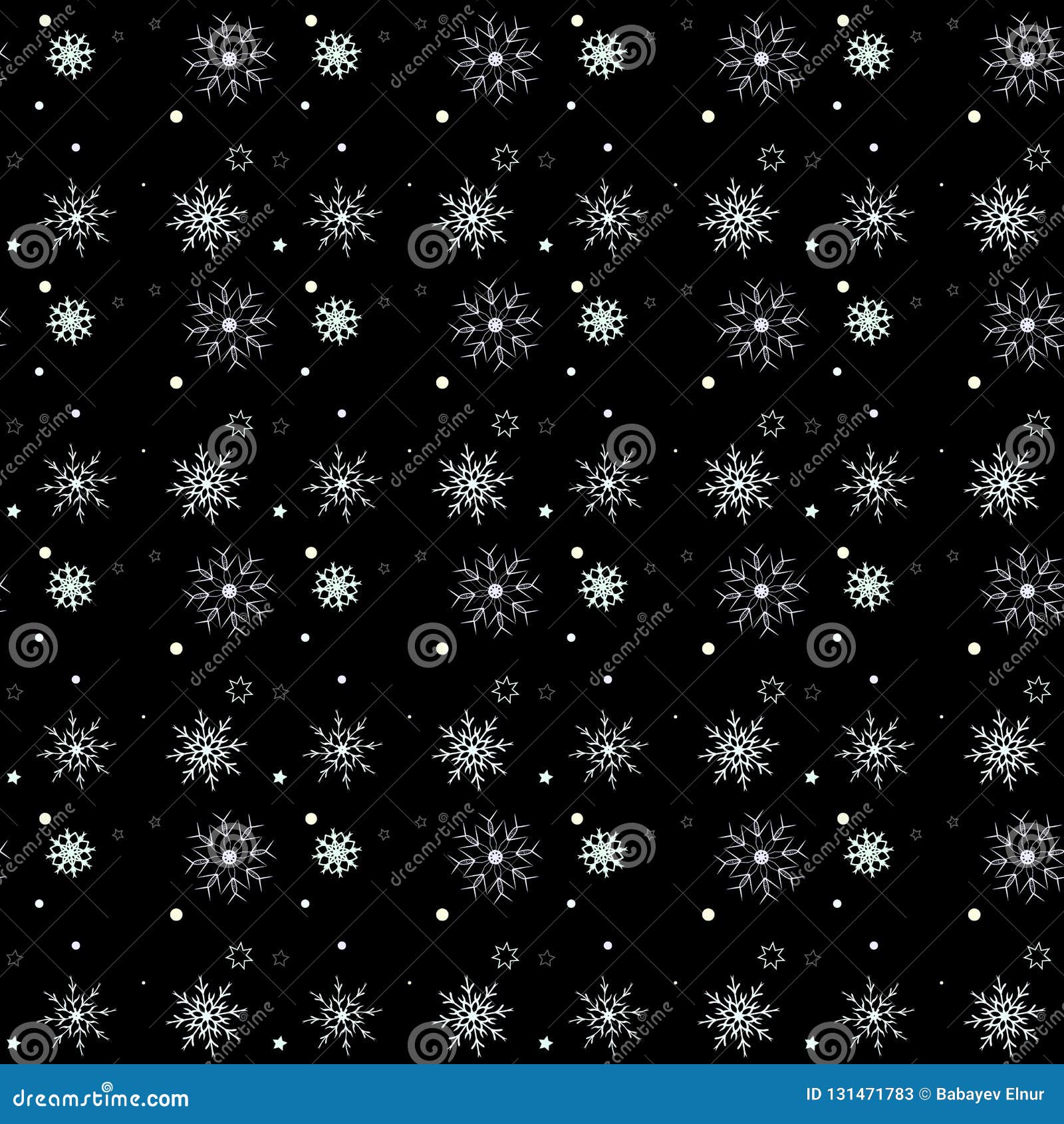 Winter Seamless Snowflake Pattern on Black Background. Vector EPS 10 ... Winter Seamless Snowflake Pattern on Black Background. Vector EPS 10 ...