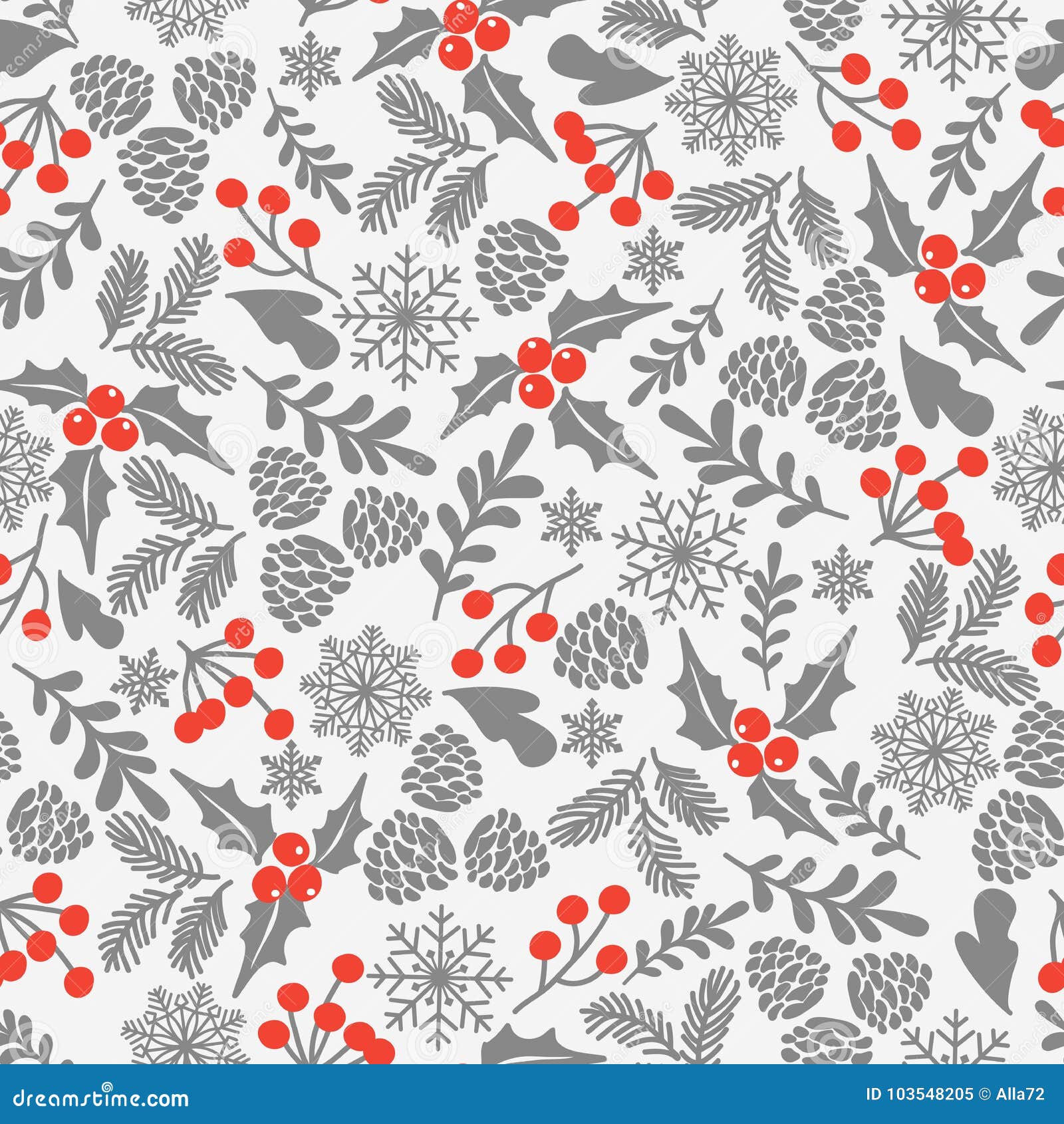 Winter Seamless Vector Pattern with Holly Berries. Part of Christmas ... Winter Seamless Vector Pattern with Holly Berries. Part of Christmas ...