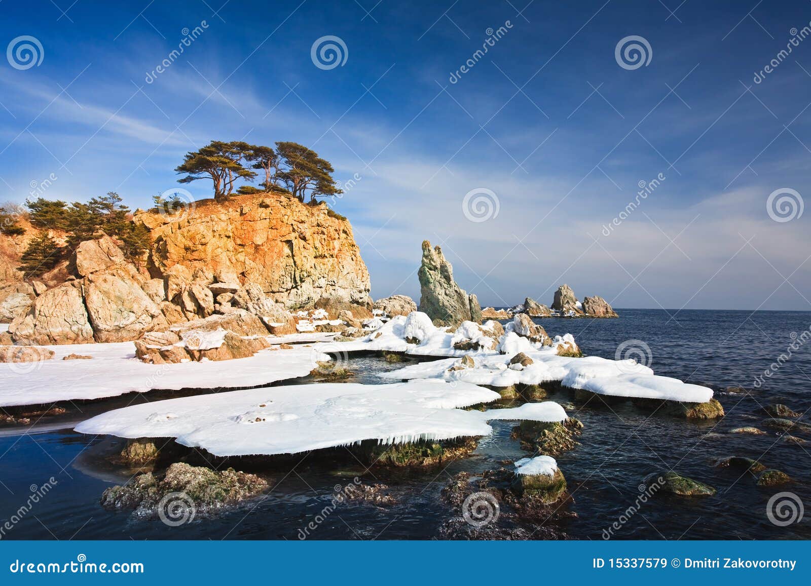 Winter seascape stock image. Image of blue, island, grass - 15337579