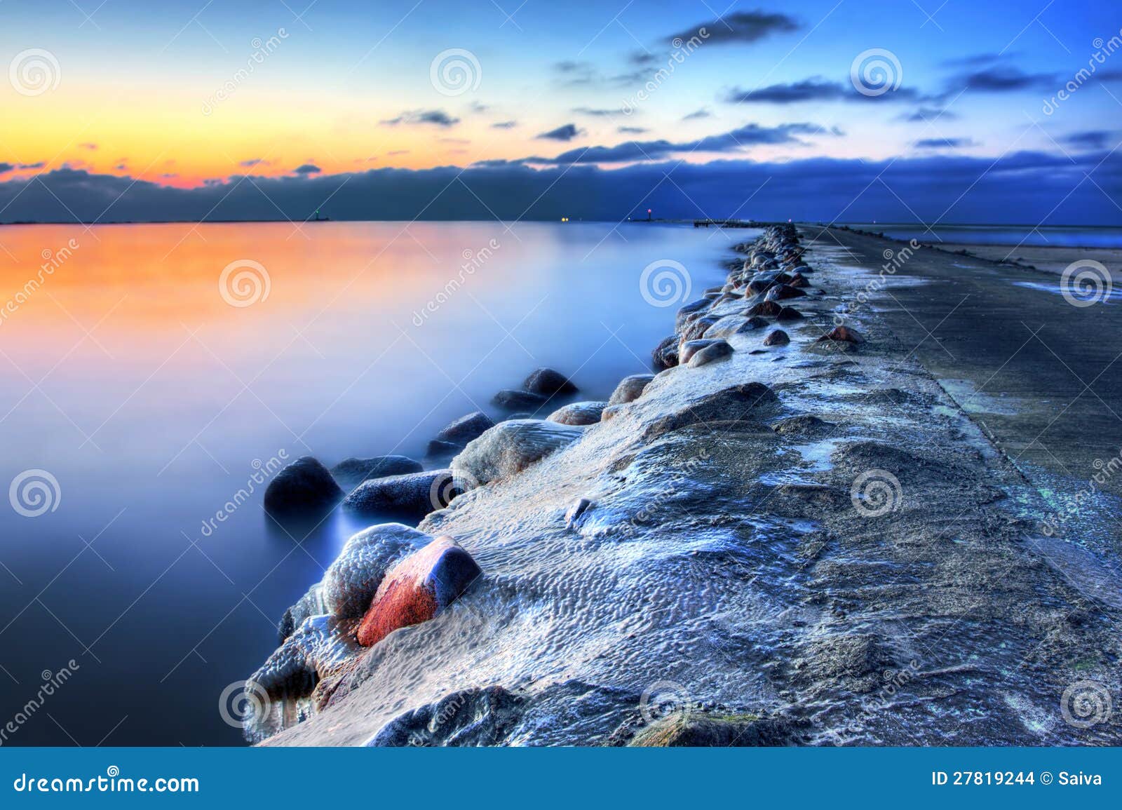 Winter seascape stock photo. Image of lighthouse, clouds - 27819244