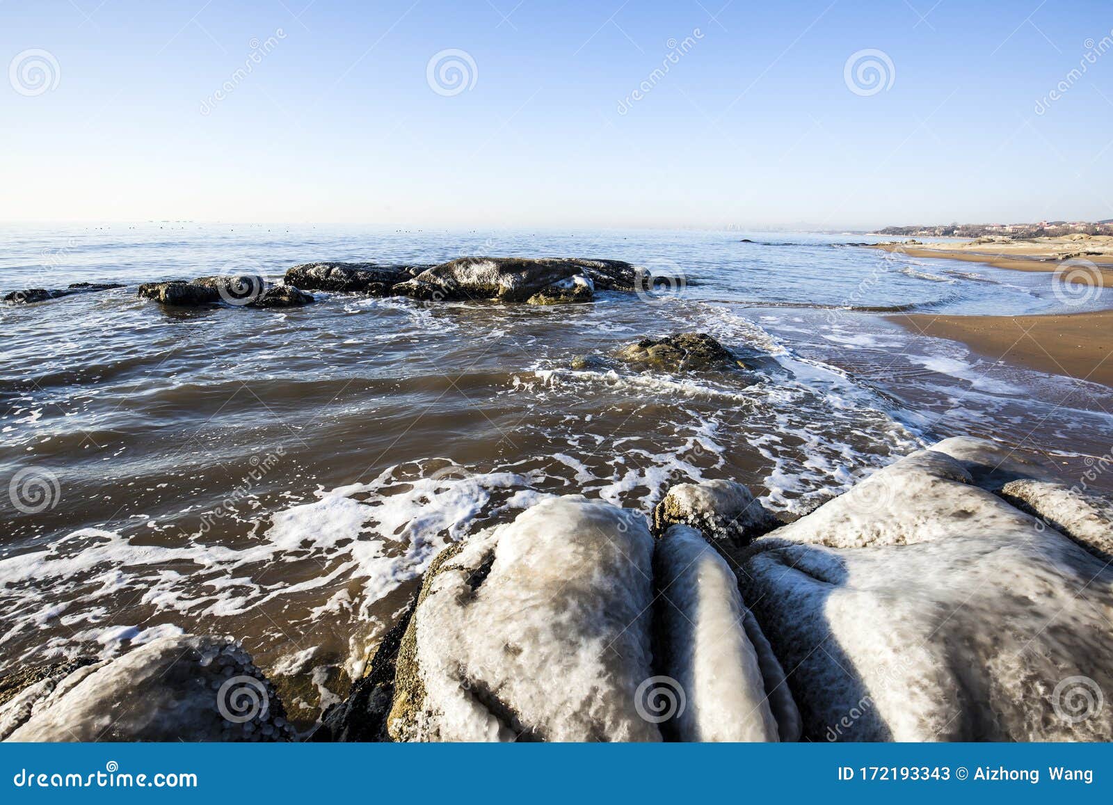 Winter seaside scenery stock image. Image of scene, shoreline - 172193343