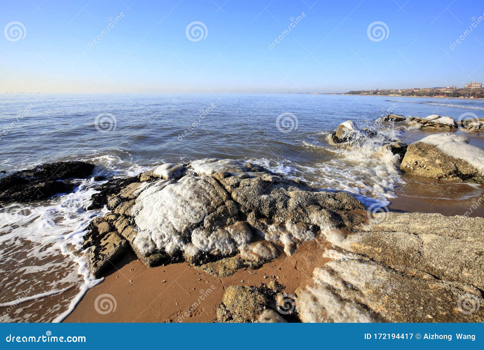 Winter seaside scenery stock image. Image of seaside - 172194417