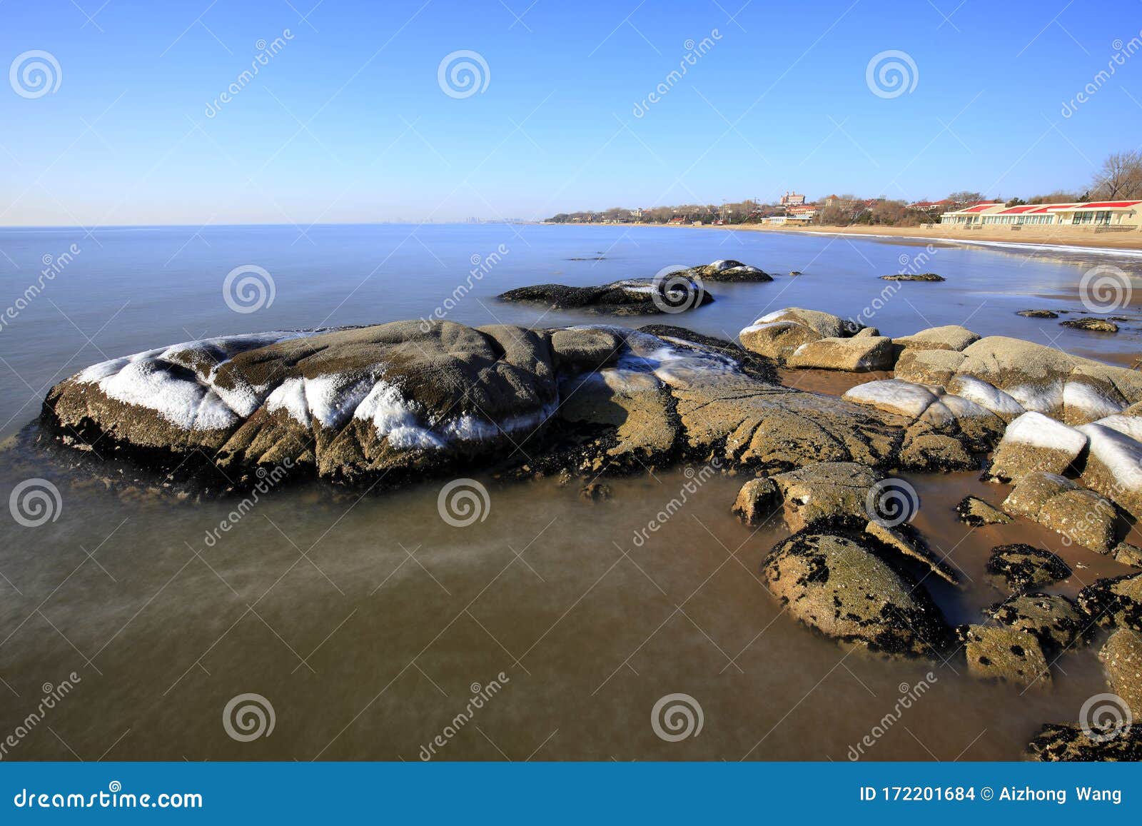 Winter seaside scenery stock photo. Image of destination - 172201684