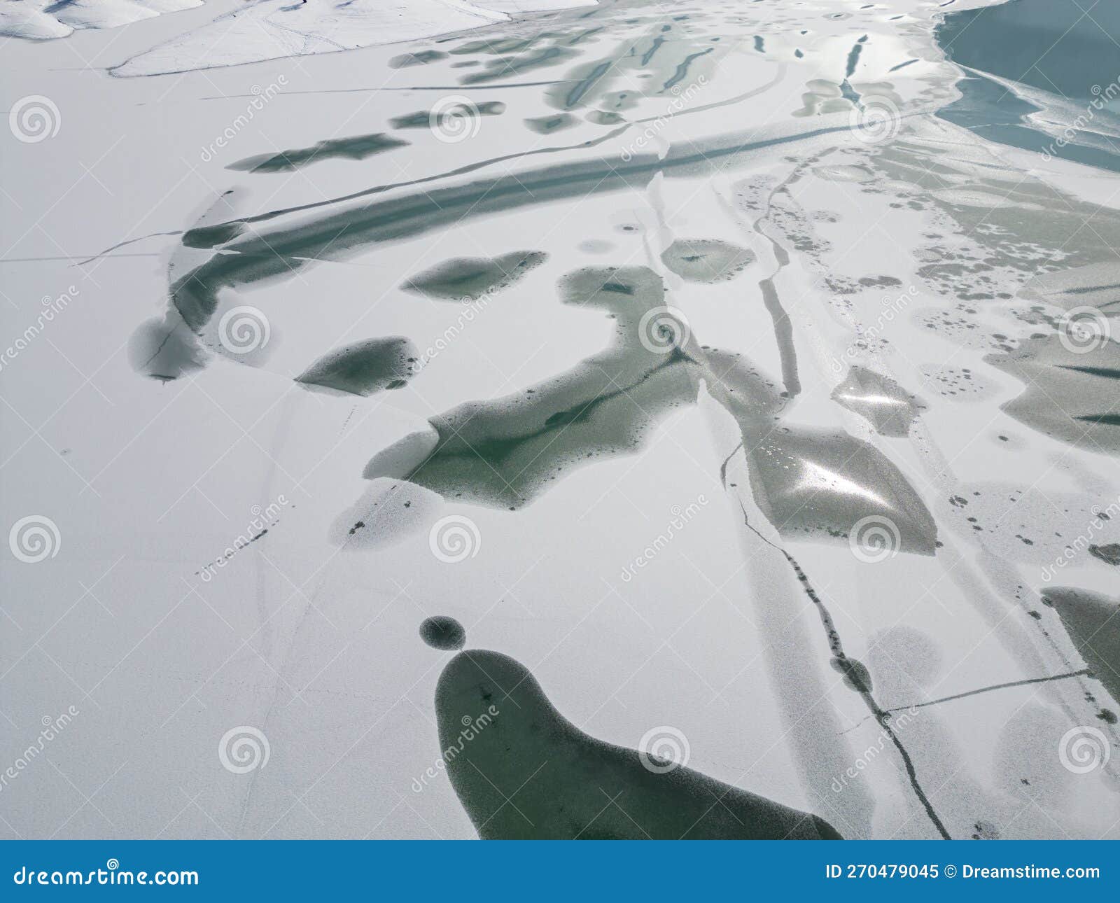 Winter Season Melting Points in the Lake Stock Image - Image of snow ...