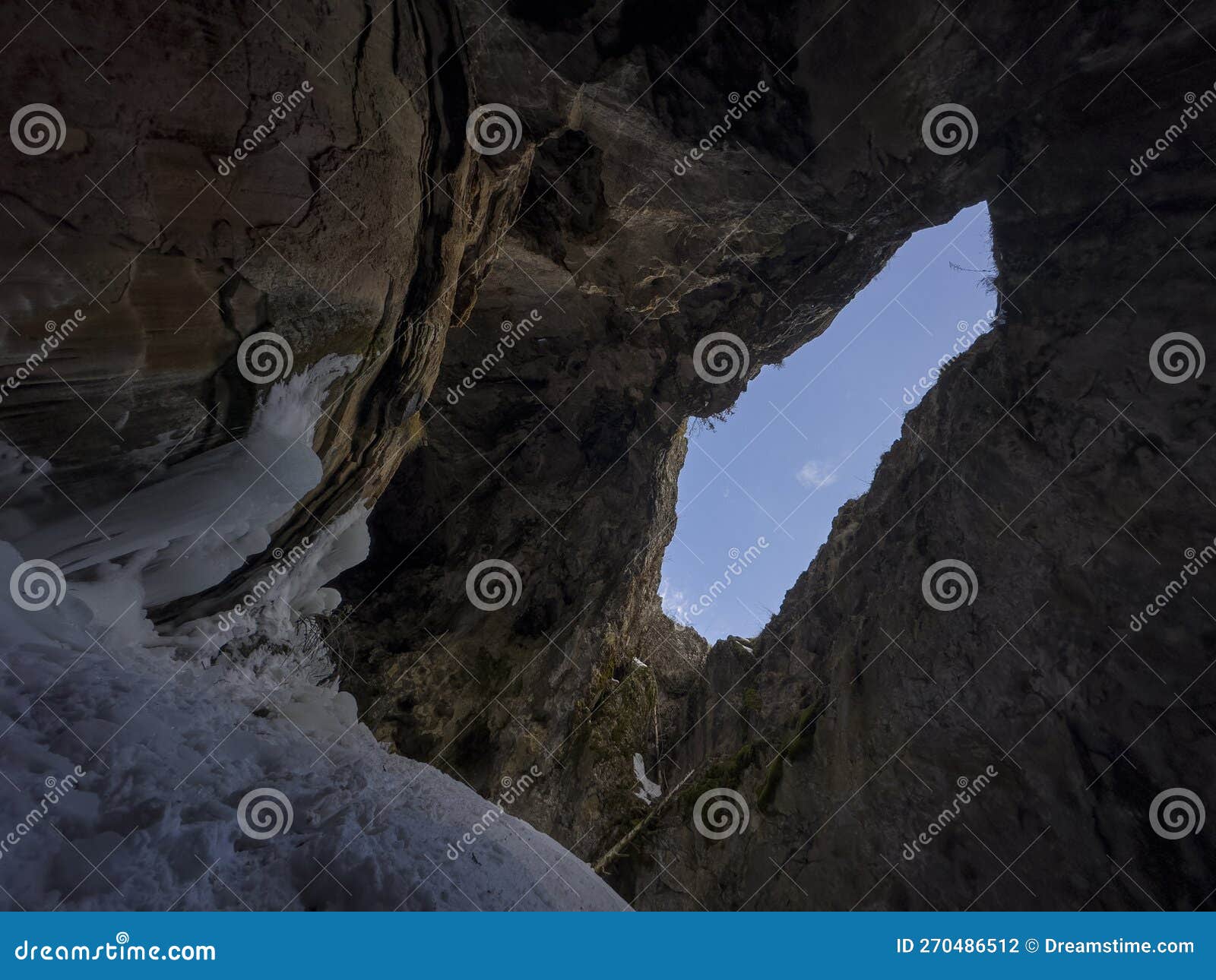 Winter Season Sky Views from Inside the Cave Stock Photo - Image of ...