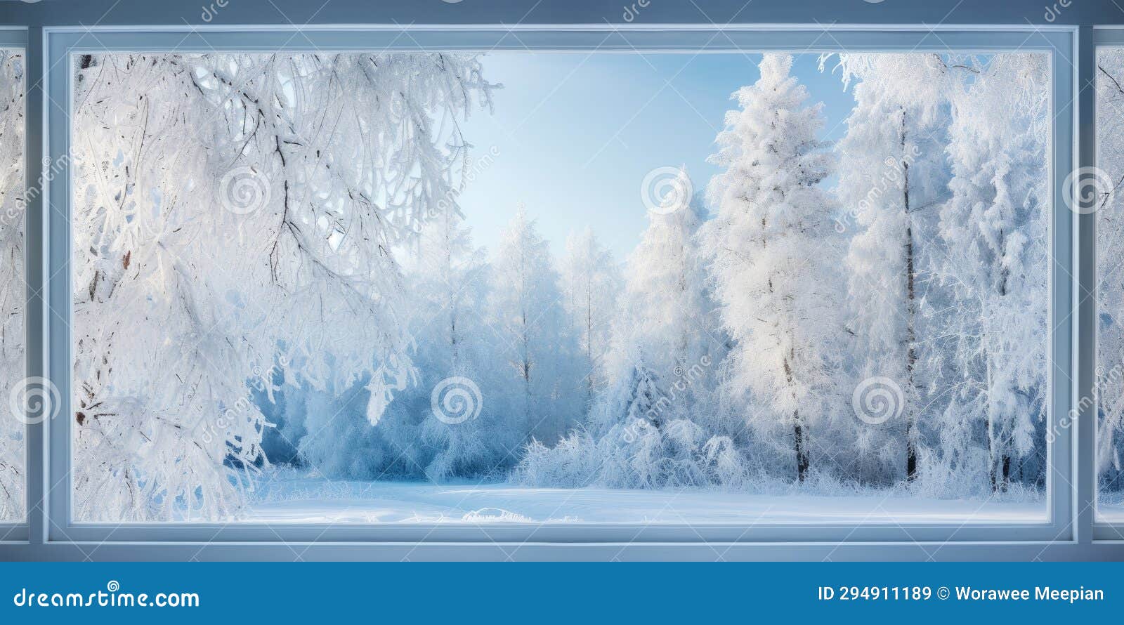 Winter Season. Window with Winter Frost Stock Image - Image of frost ...