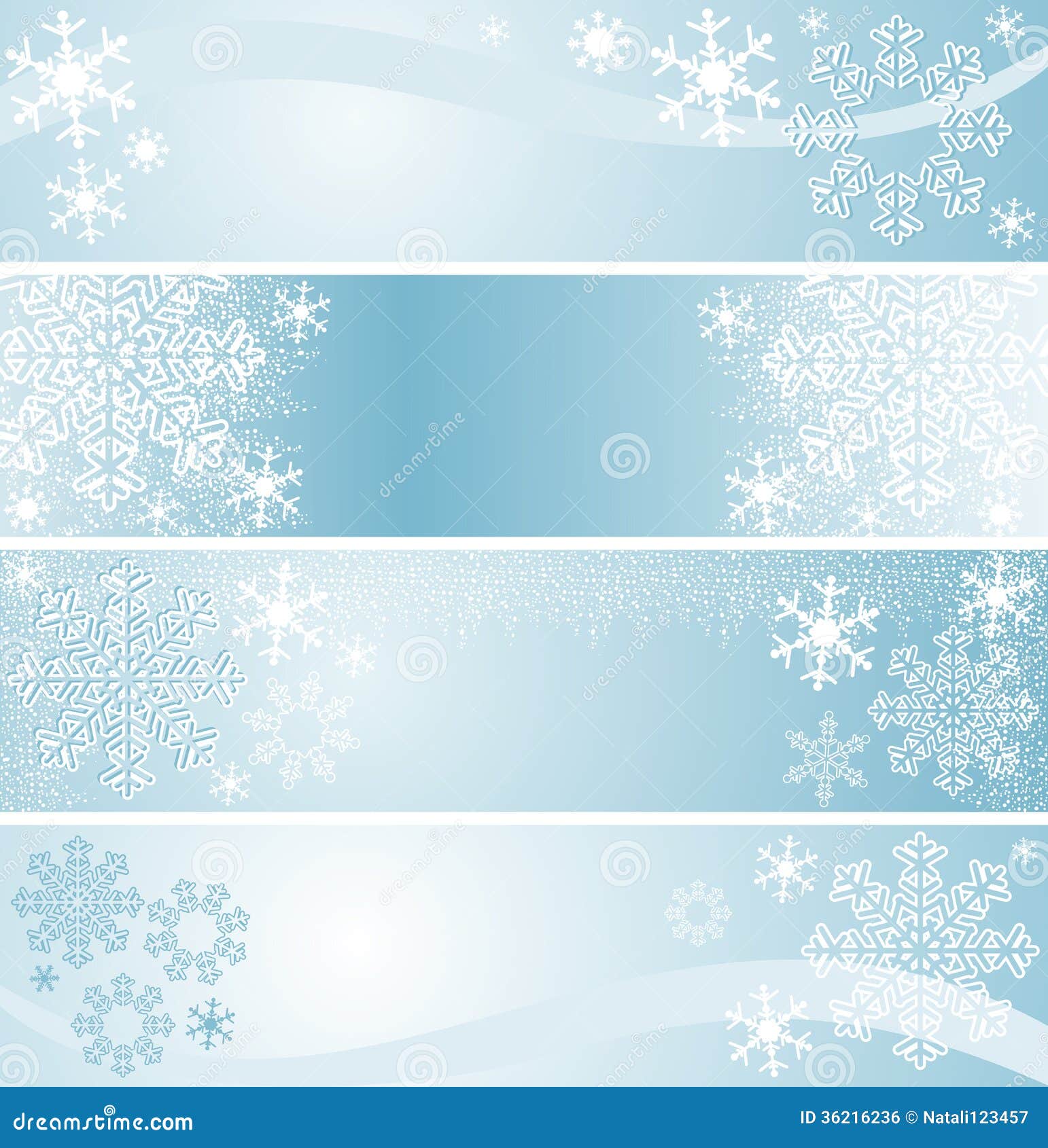 Winter Seasonal Banners in Blue. Stock Vector - Illustration of flakes ...