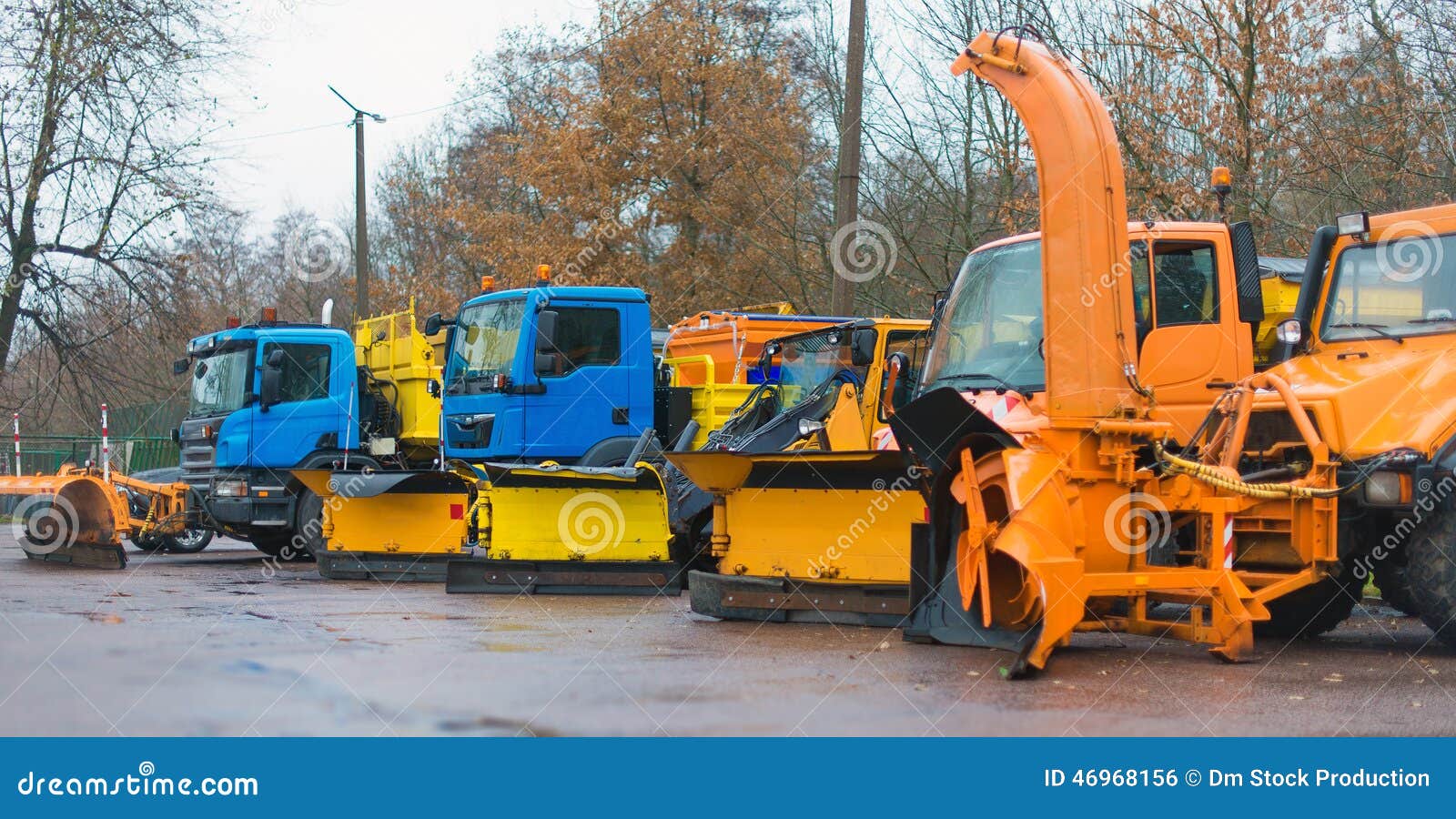 Winter service vehicles. stock photo. Image of orange - 46968156