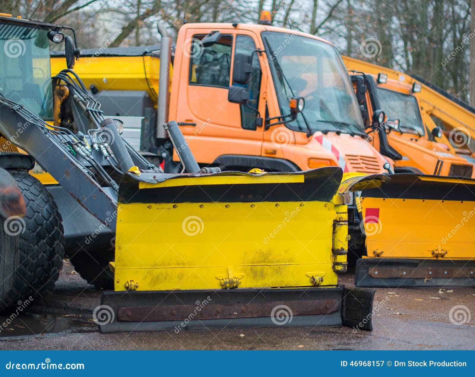 Winter service vehicles. stock image. Image of plowing - 46968157
