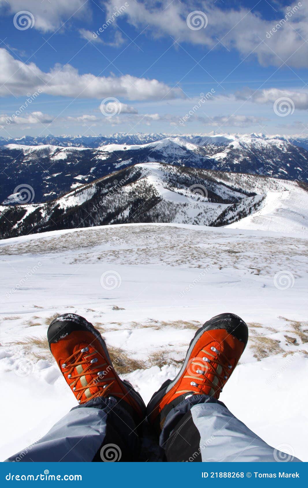 Winter Shoes Against Sunset Over the Alps Stock Photo - Image of peak ...